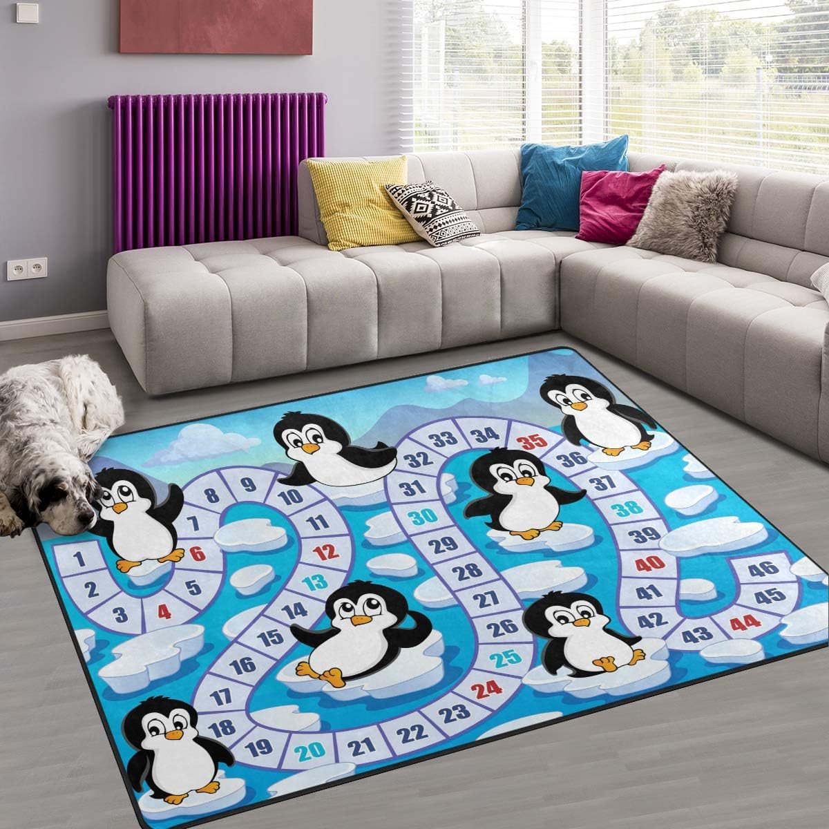 GZHJMY Education Educational Area Rug 4'x6', Board Game with Dolphin ...