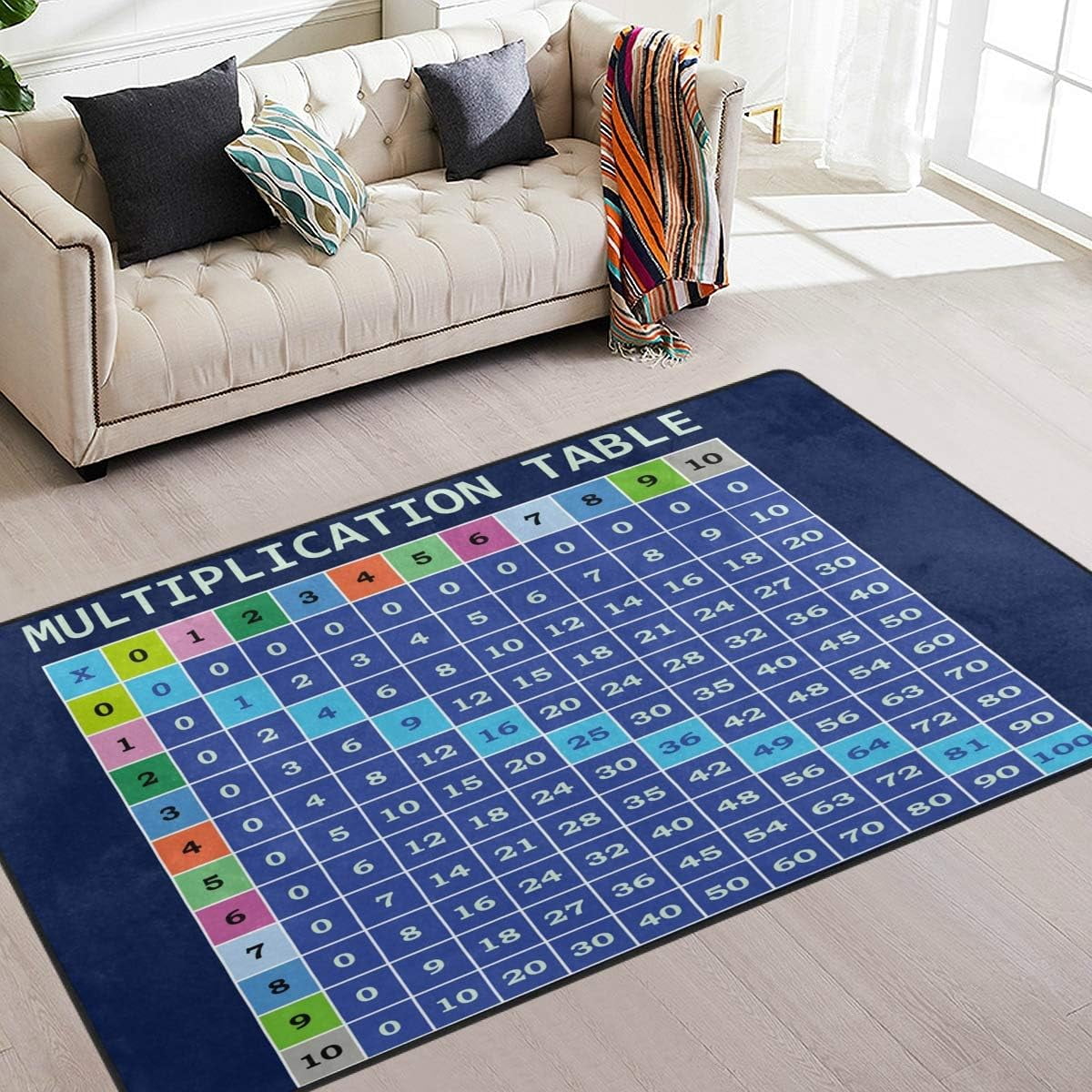 GZHJMY Education Educational Learning Area Rug 4'x6', Multiplication ...