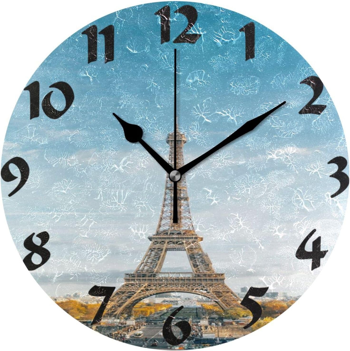 GZHJMY Eiffel Tower Nature Wall Clock,Silent Non Ticking 10 Inch ...