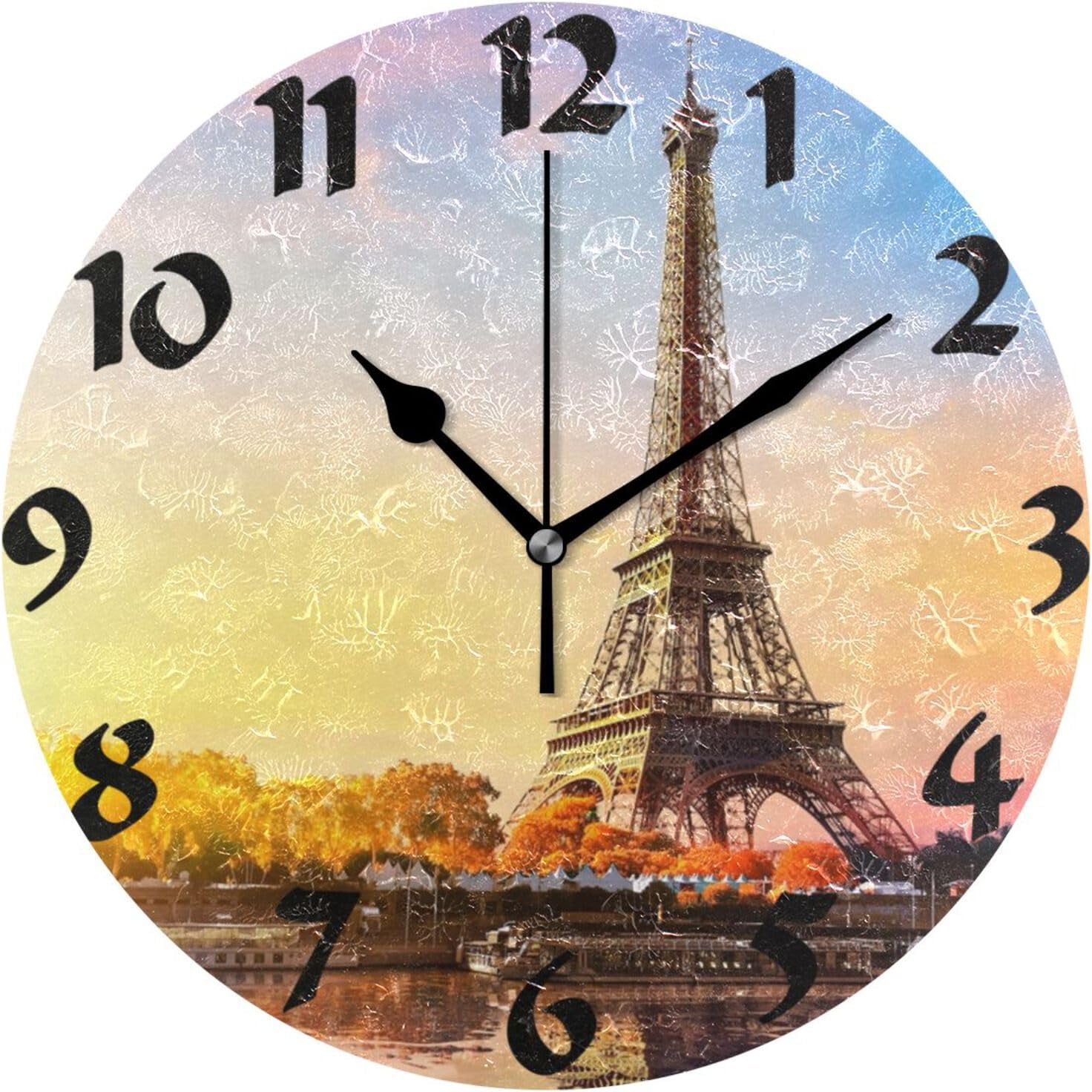 GZHJMY Eiffel Tower Wall Clock,Silent Non Ticking 10 Inch Battery ...