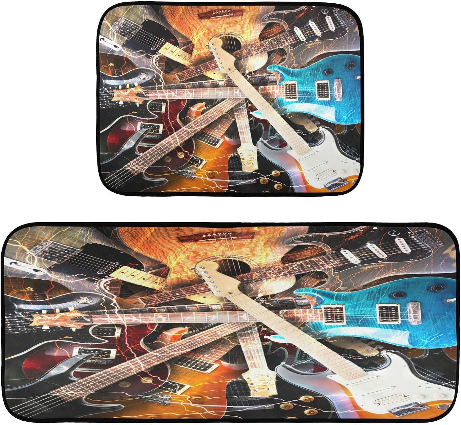 GZHJMY Electric Guitar Anti Fatigue Kitchen Mat Set of 2 Non Slip Skid ...
