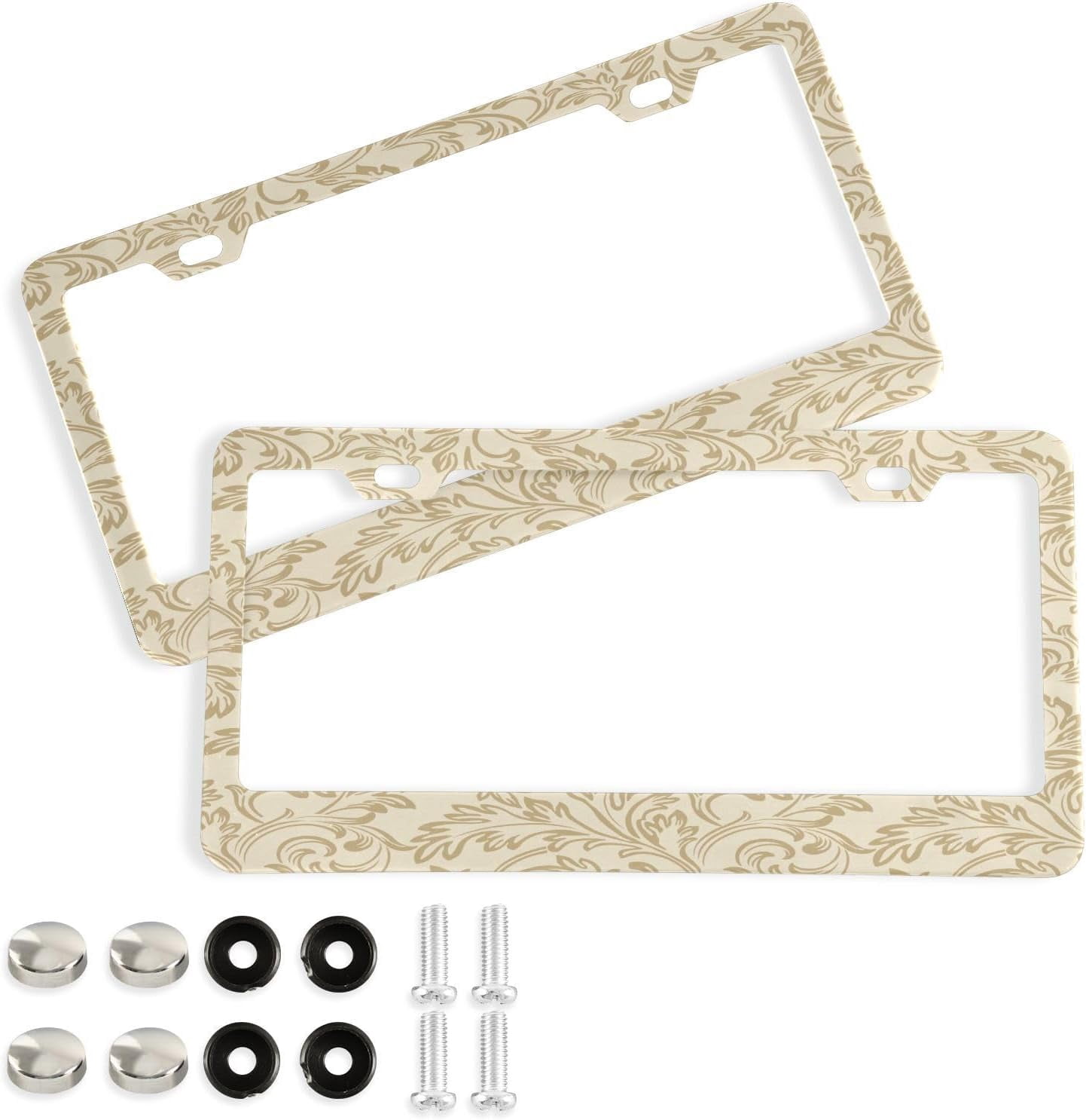 GZHJMY Embroidery Pattern License Plate Frames Set of 2, Universal ...