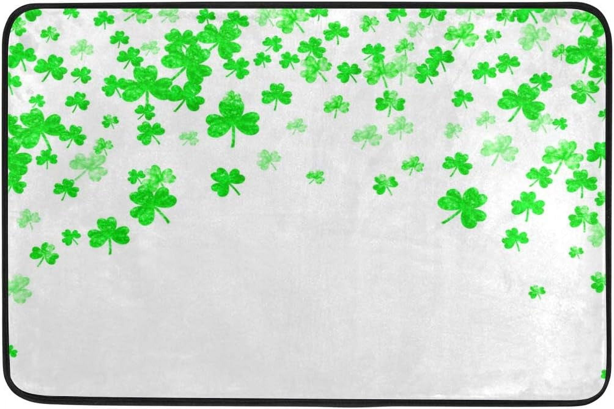 GZHJMY Entrance Doormat Lucky Confetti Glitter Irish Shamrock Clover St ...