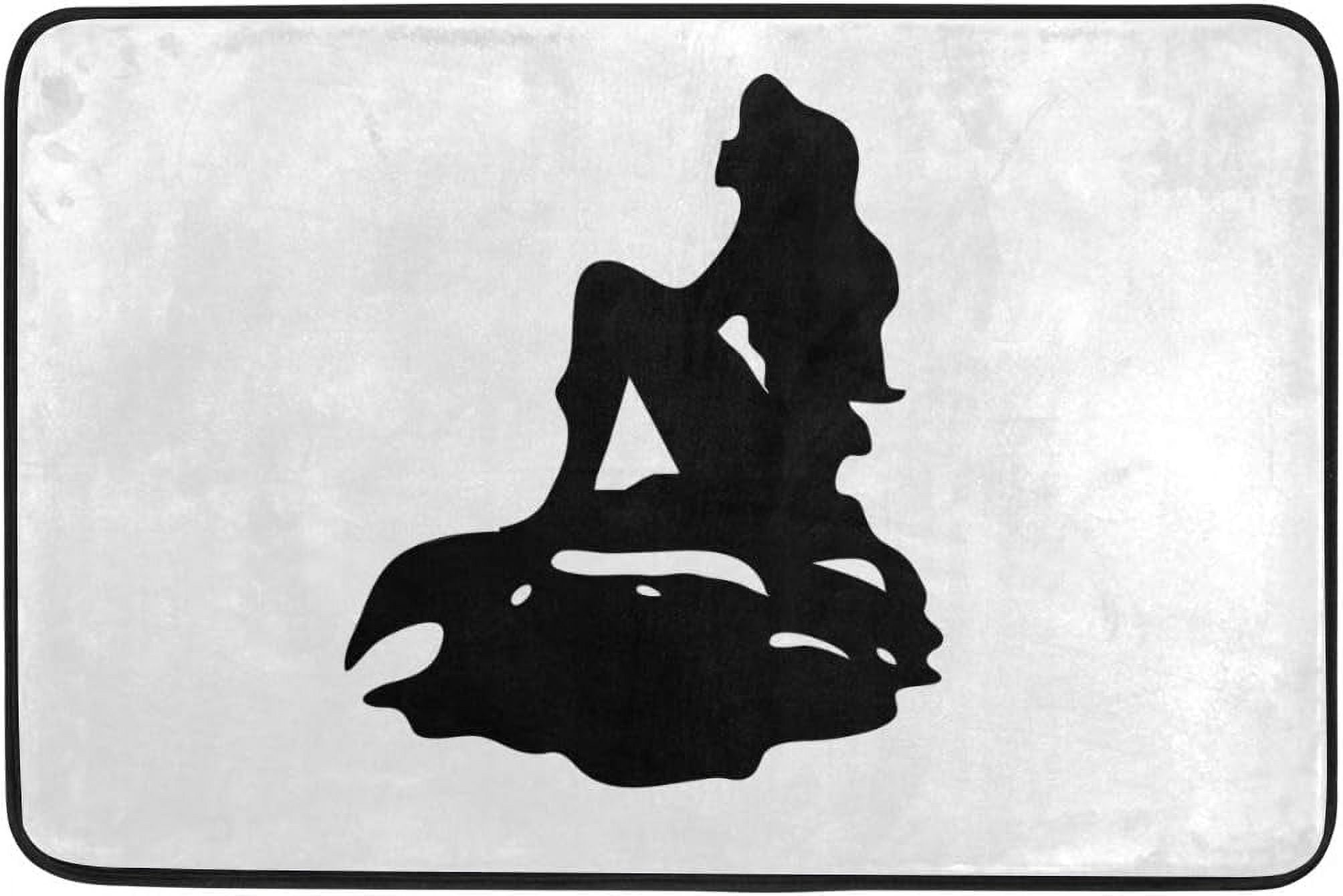 GZHJMY Entrance Doormat Mermaid Silhouette On Stone Rock Tattoo Print ...