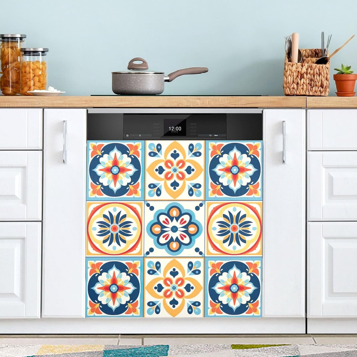 GZHJMY Ethnic Print Dishwasher Magnet Cover Dishwasher Front Door Cover ...