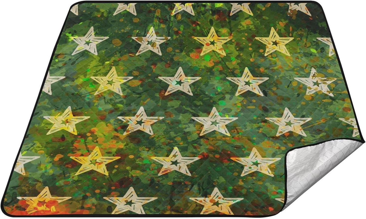 GZHJMY Extra Large Outdoor Picnic Blanket 78"x78",Camouflage Military ...