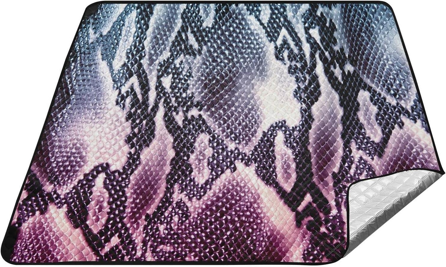 GZHJMY Extra Large Outdoor Picnic Blanket 78"x78",Purple Snakeskin ...