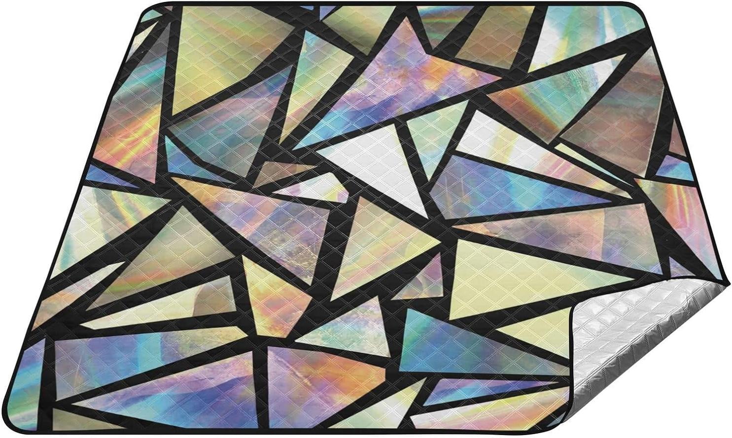 GZHJMY Extra Large Outdoor Picnic Blanket 78"x78",Triangles Abstract ...