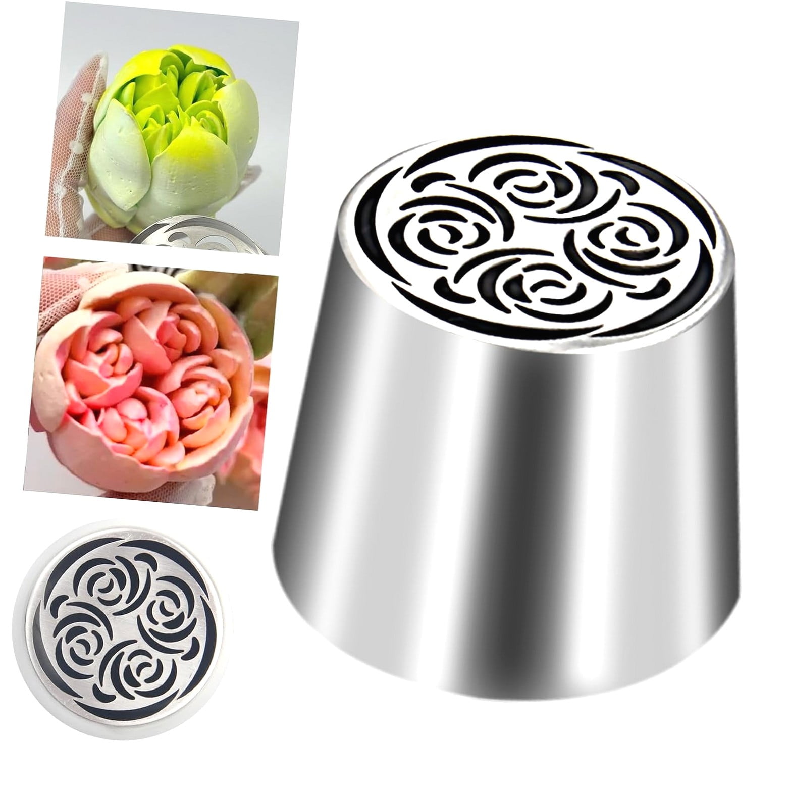 GZHJMY Extra Large Piping Tip, Seamless Steel Rose Floral Piping ...
