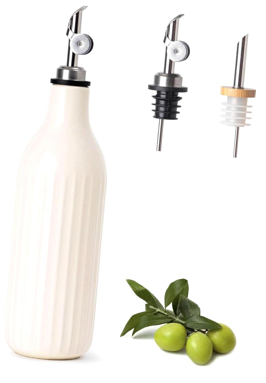 GZHJMY FE FUN Ceramic Olive Oil Dispenser Bottle, 19 oz Oil Bottles for ...