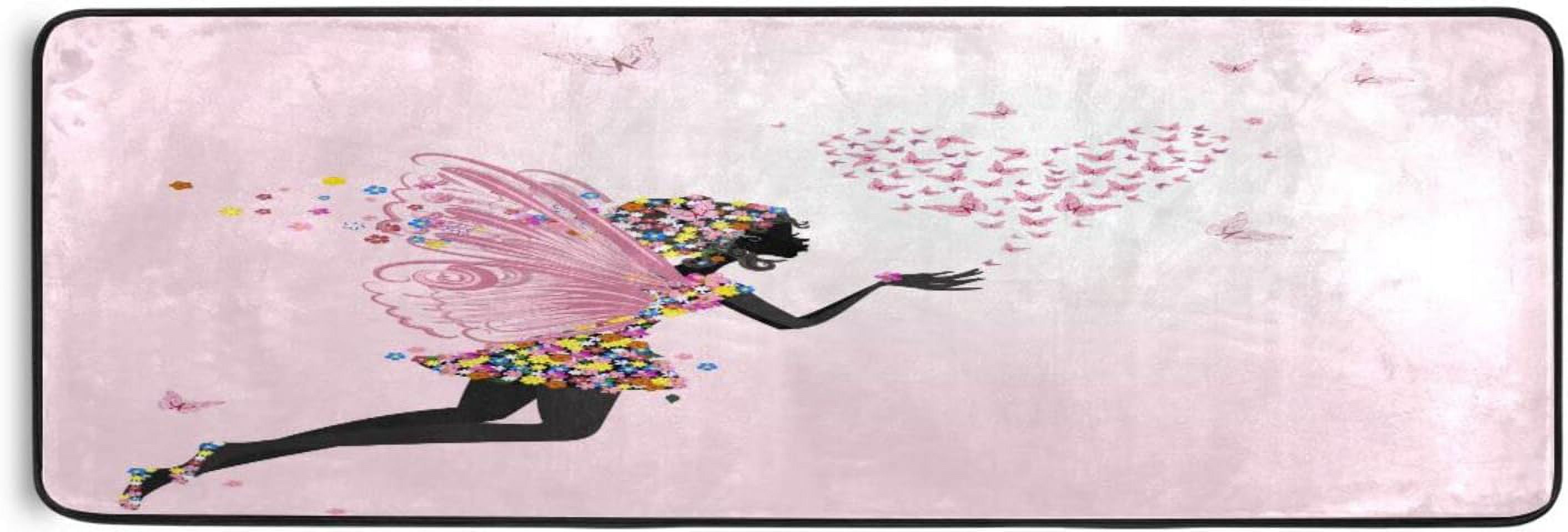 GZHJMY Fairy with Butterflies Area Rug - 2' x 6' Washable Runner Rugs ...