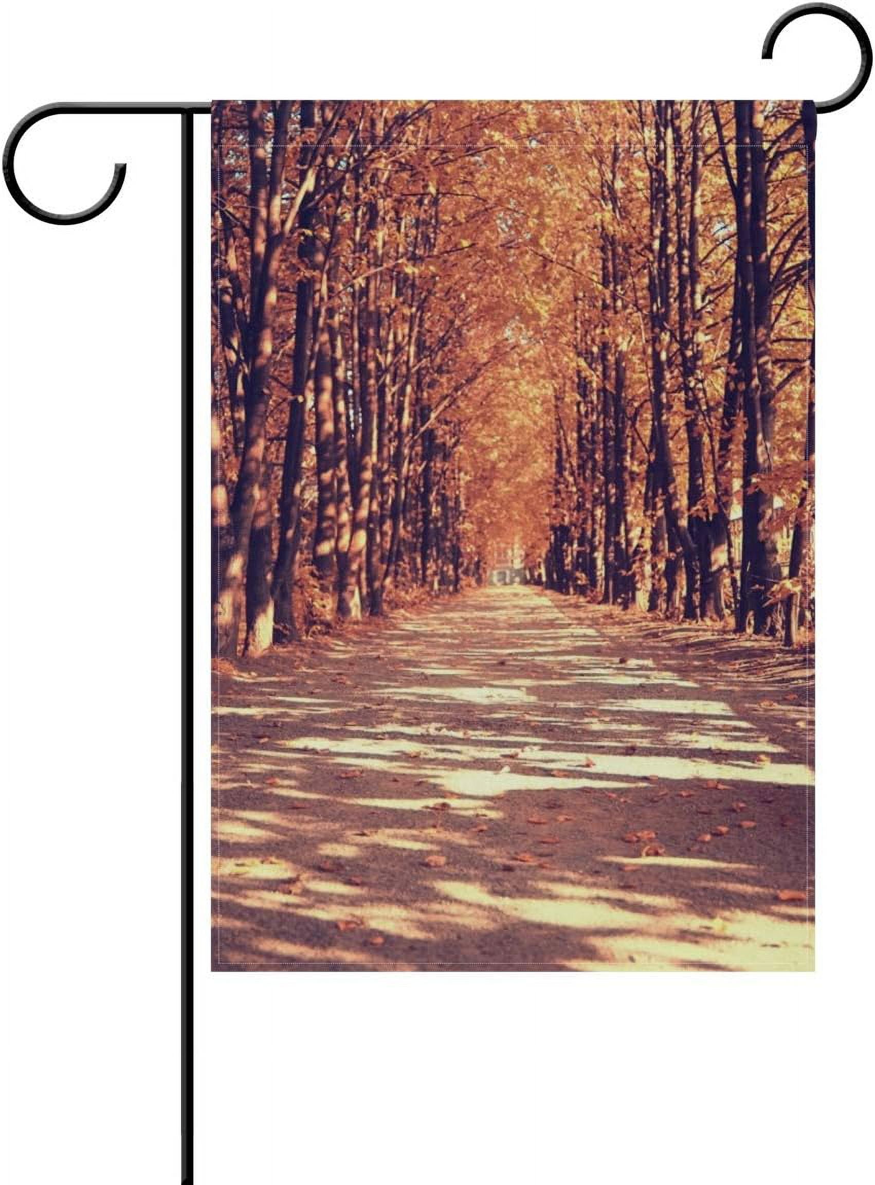 GZHJMY Fall Background with Leaves Garden Flag Yard Banner Polyester ...