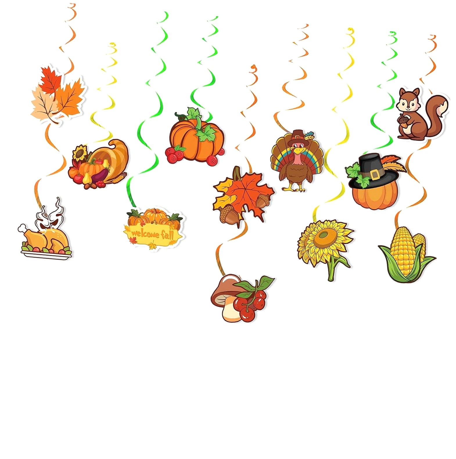 GZHJMY Fall Thanksgiving Hanging Swirls Decoration Autumn Hanging Foil ...
