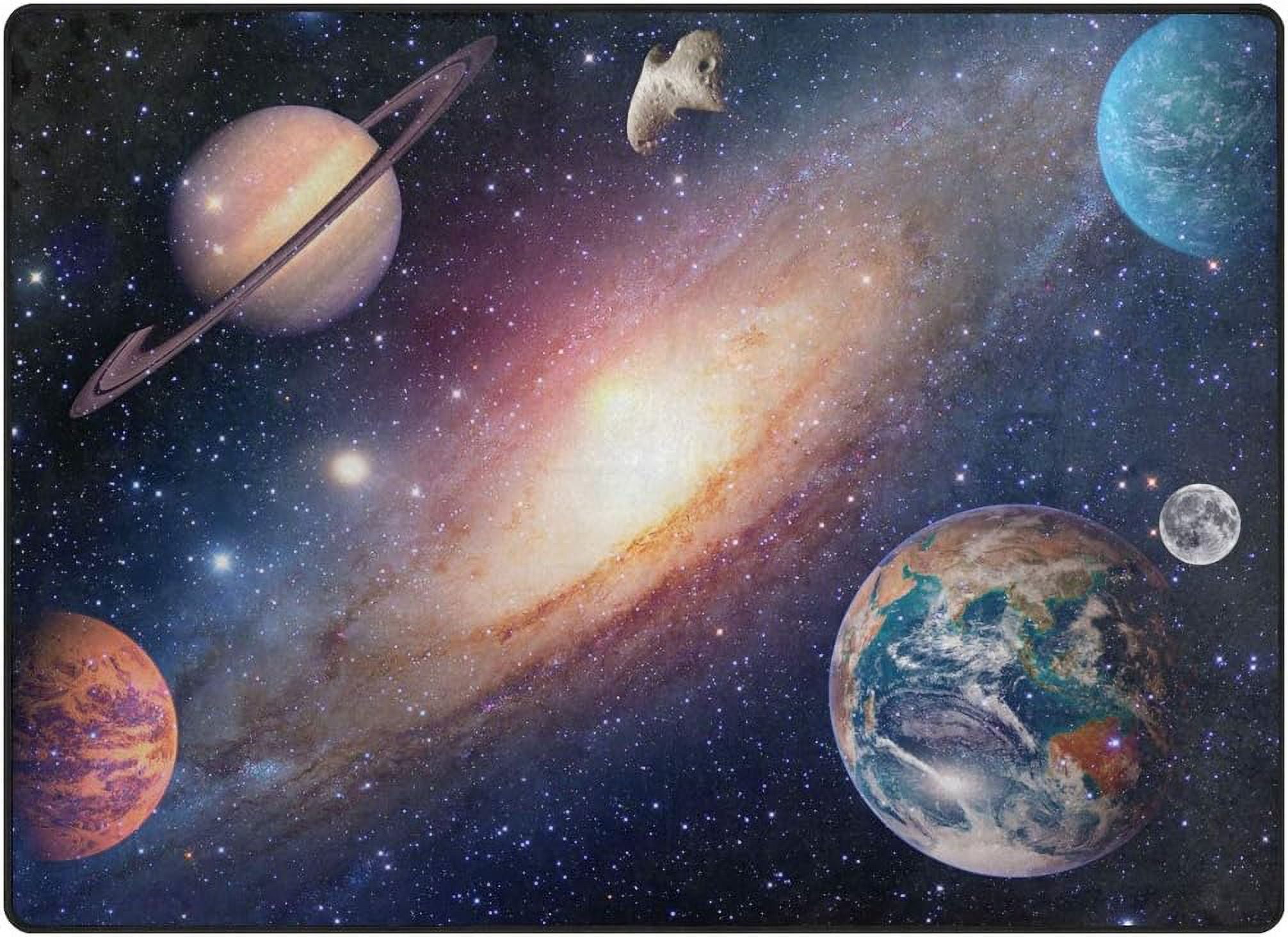 GZHJMY Fantasy Solar System Planet Galaxy Area Rug 5'3"x4' Soft Large ...