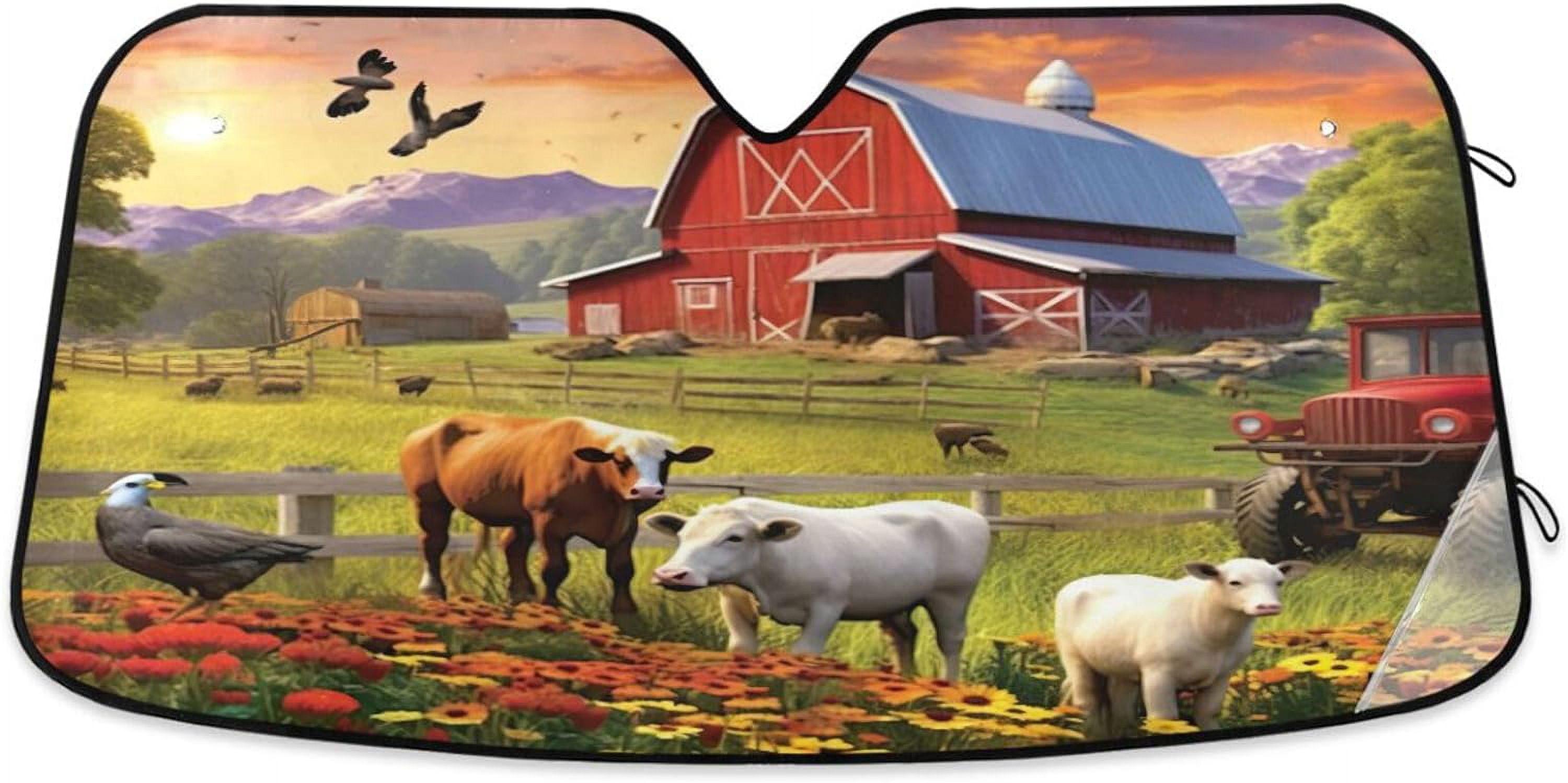 GZHJMY Farm Animals Car Windshield Sun Shade Foldable Sun Shield Shade ...