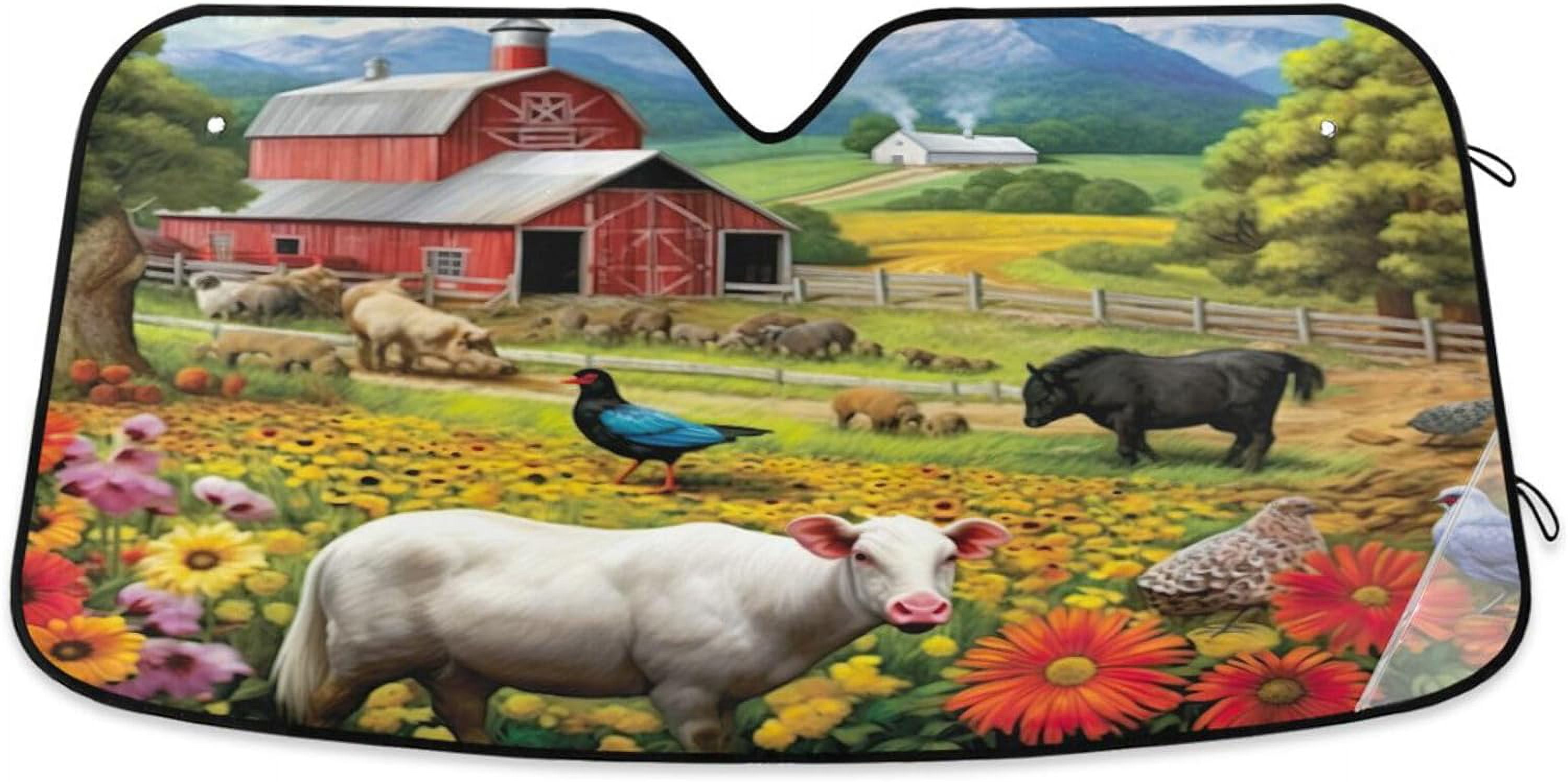 GZHJMY Farm Animals Car Windshield Sun Shade Foldable Sun Shield Shade ...