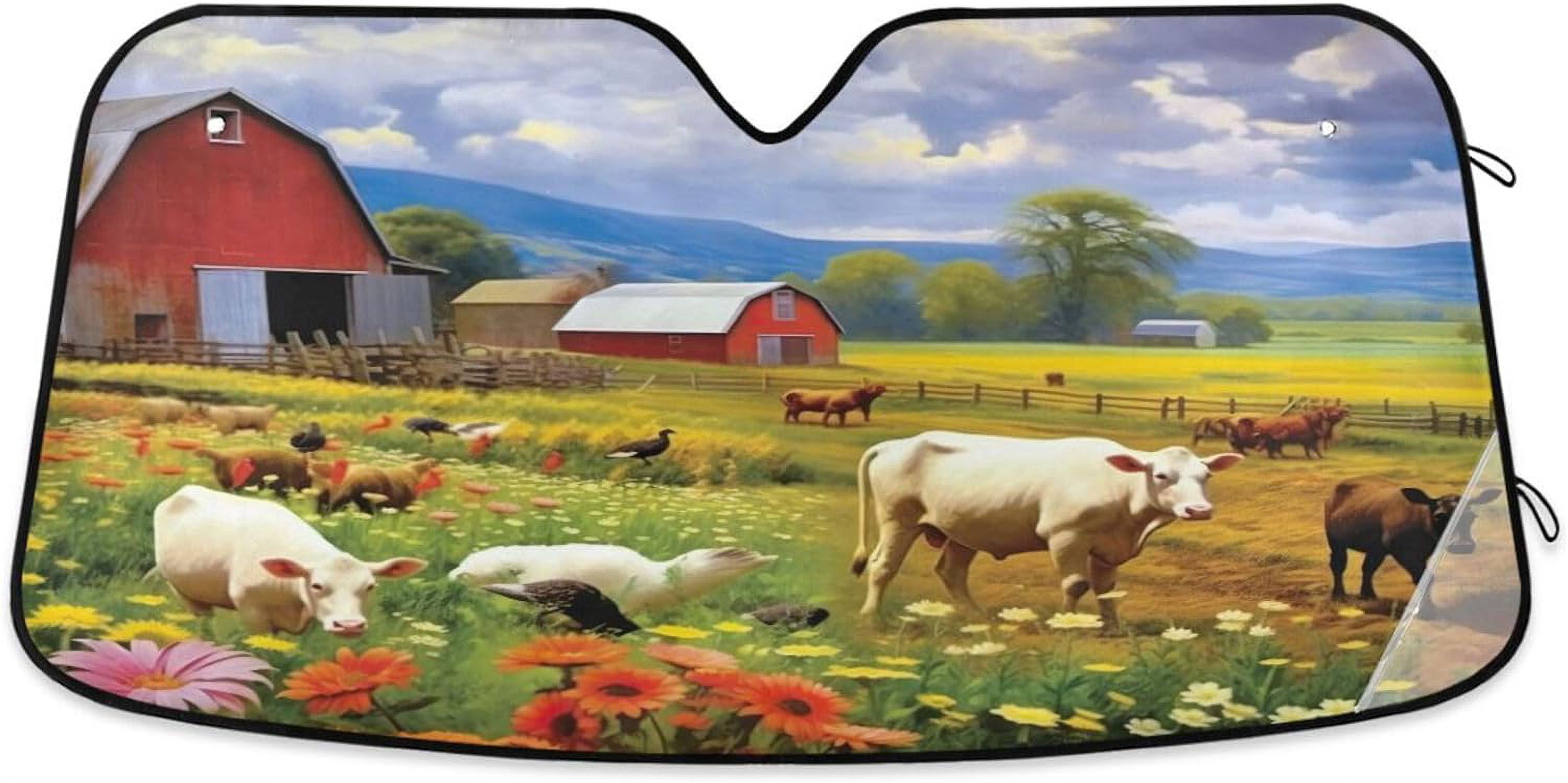 GZHJMY Farm Animals Car Windshield Sun Shade Foldable Sun Shield Shade ...