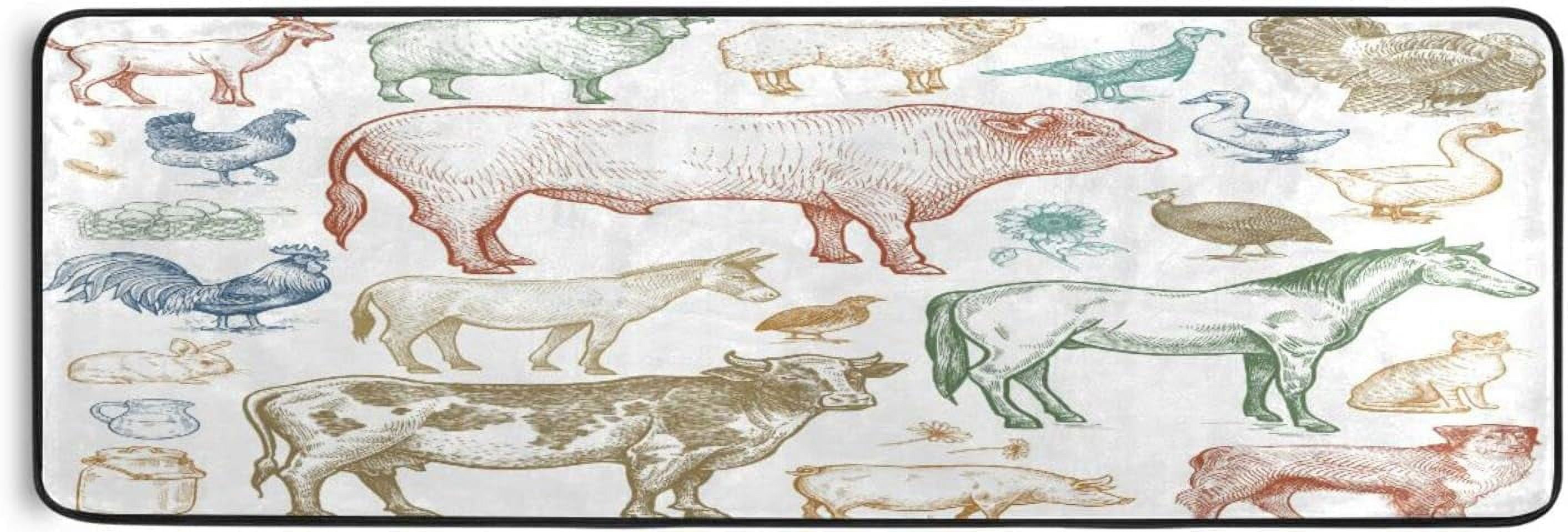 GZHJMY Farm Animals Print Area Rug - 2' x 6' Washable Runner Rugs with ...