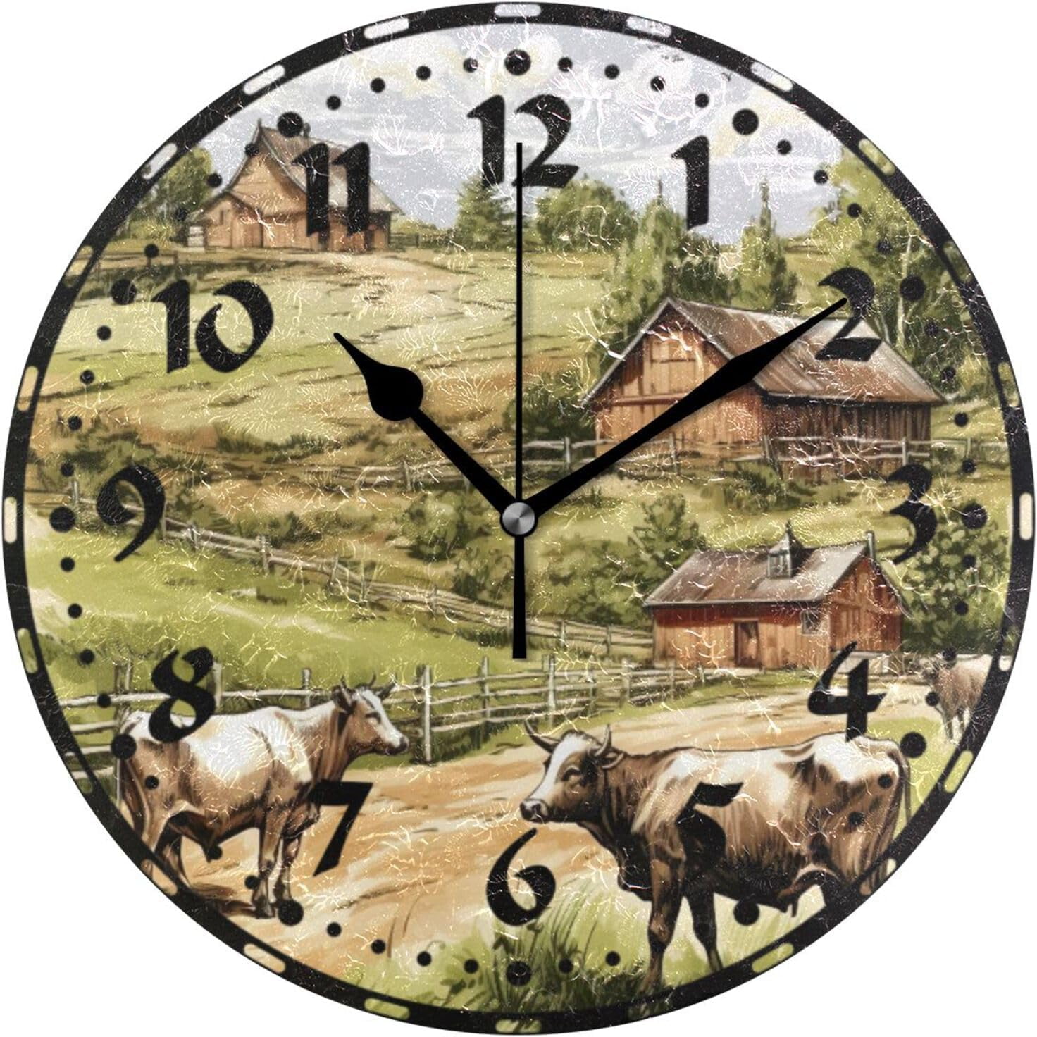 GZHJMY Farm Animals Wall Clock, PVC Silent Non Ticking 10 Inch Battery ...