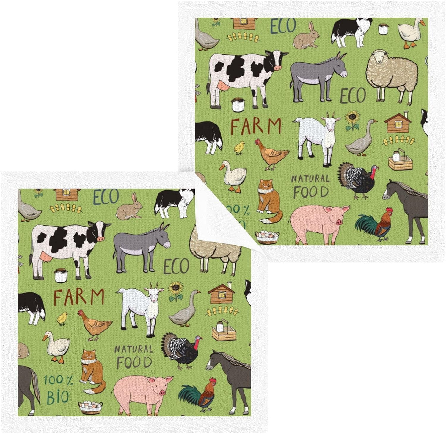 GZHJMY Farm Animals Wash Cloths 4 Pack - 12 x 12 Inch Super Super Soft ...