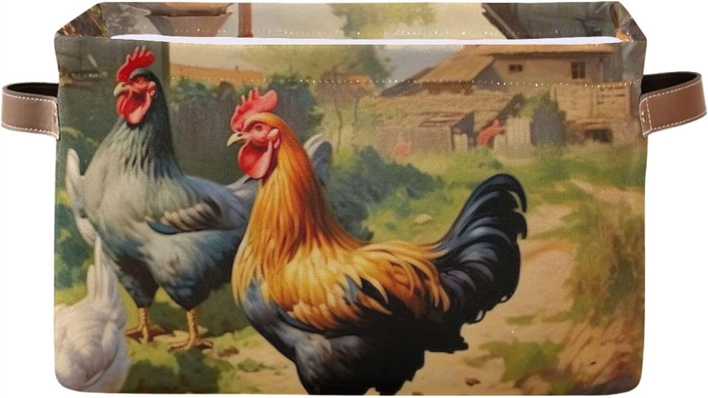 GZHJMY Farm Chicken Storage Bins Foldable Canvas Fabric Storage Basket ...