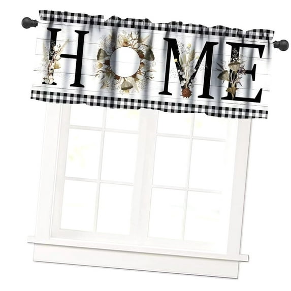 GZHJMY Farmhouse Valance for Kitchen, White Wooden Rod Pocket Short ...