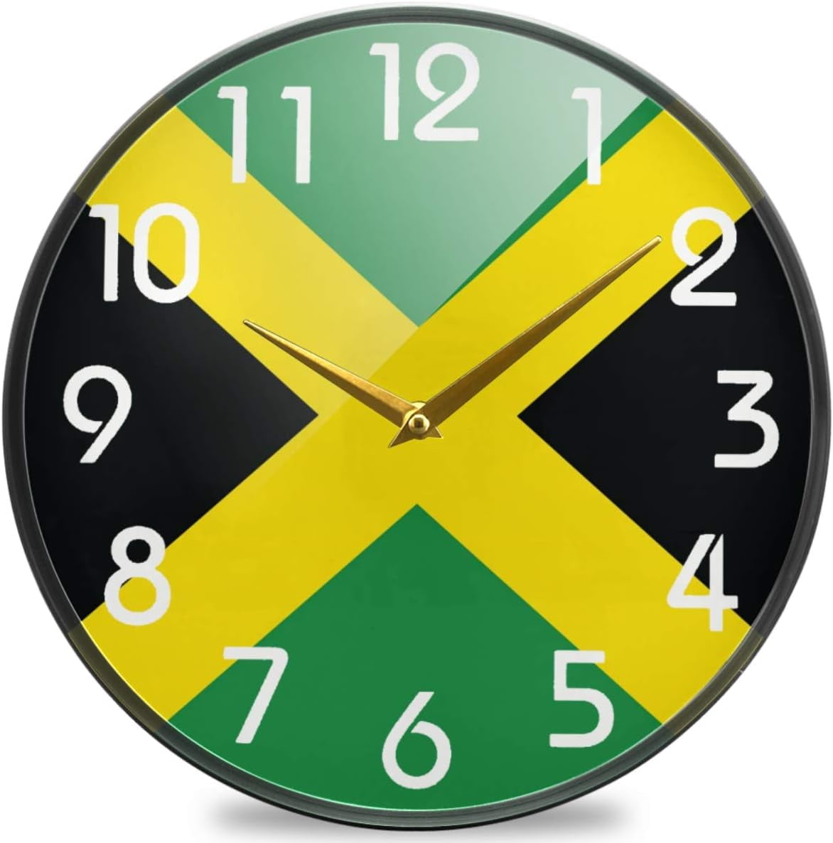 GZHJMY Fashion Jamaican Flag Round Wall Clock, 9.5 Inch Silent Battery ...