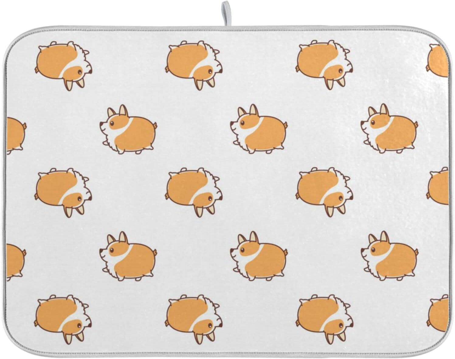 GZHJMY Fat Corgi Dog Cartoon Absorbent Dish Drying Mat Microfiber ...