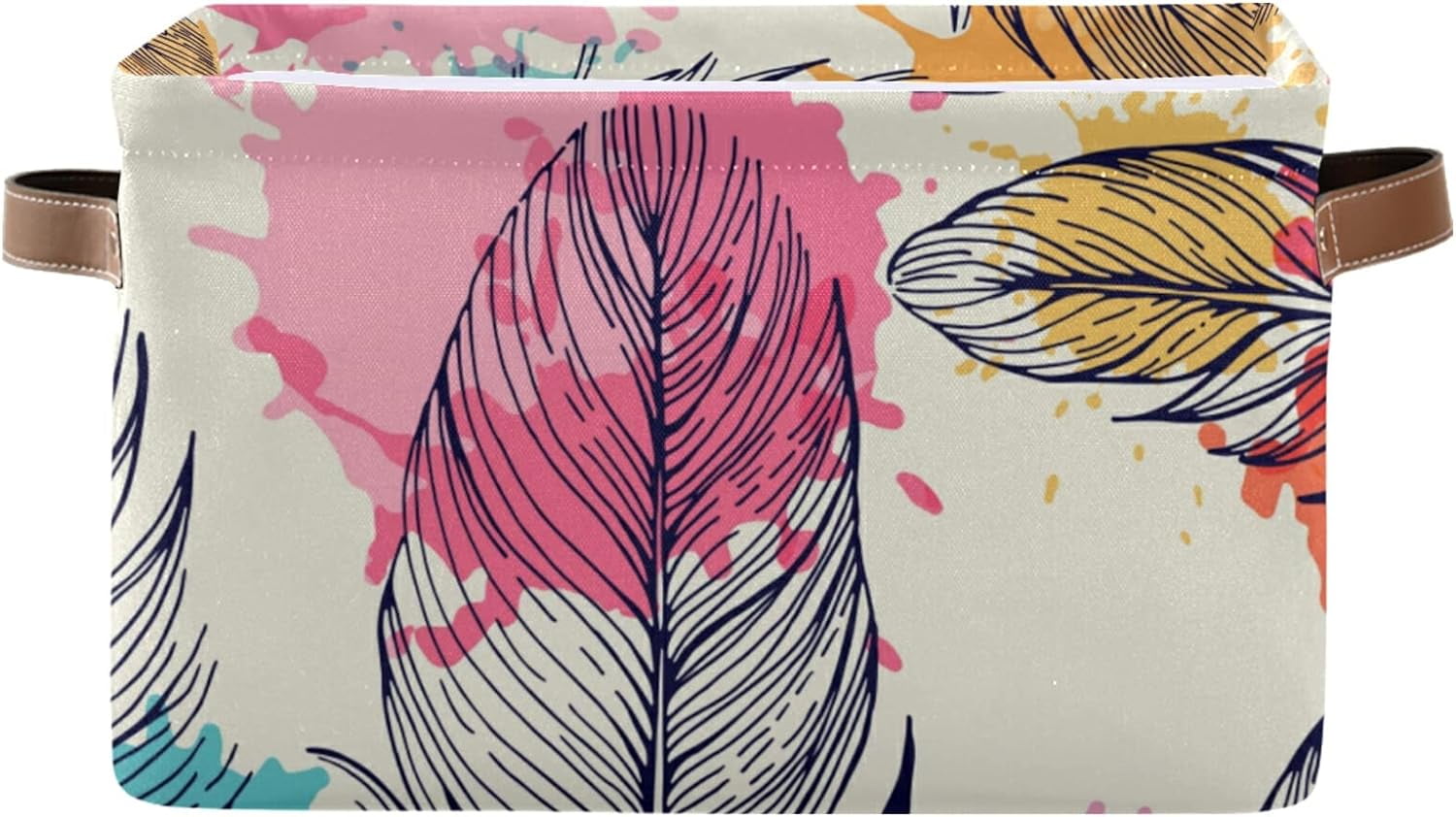 GZHJMY Feather Seamless Print Foldable Storage Bin Bedroom/Office ...