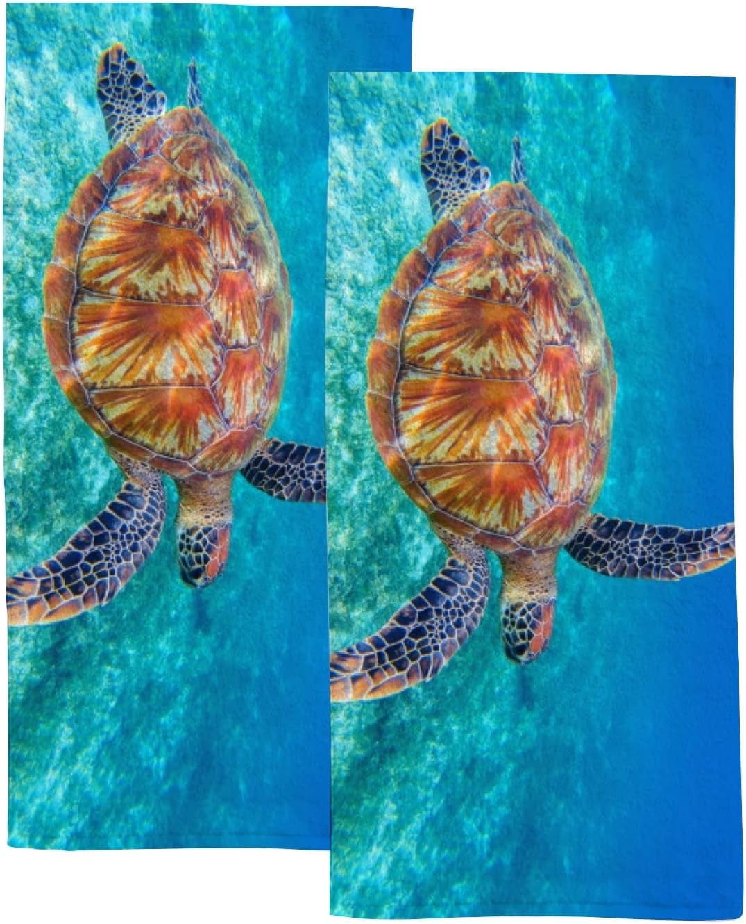 GZHJMY Fingertip Hand Towels, 2 Pack Pcs Turtle Under The Sea Absorbent ...