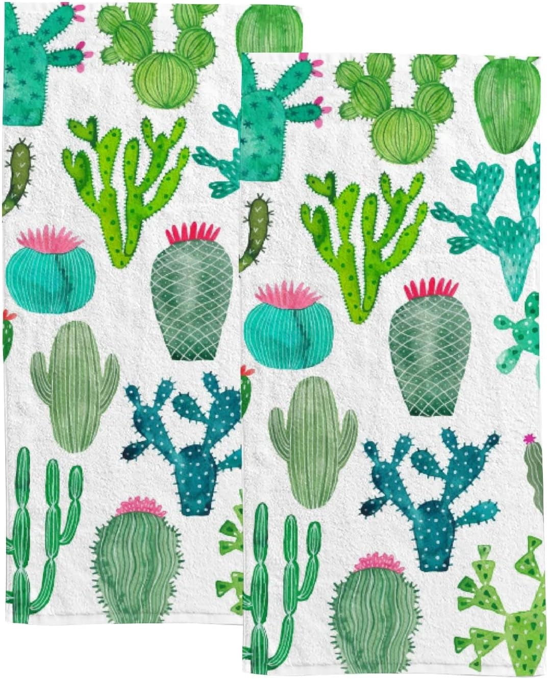 GZHJMY Fingertip Hand Towels, 2 Pack Pcs Watercolor Cactus Set ...