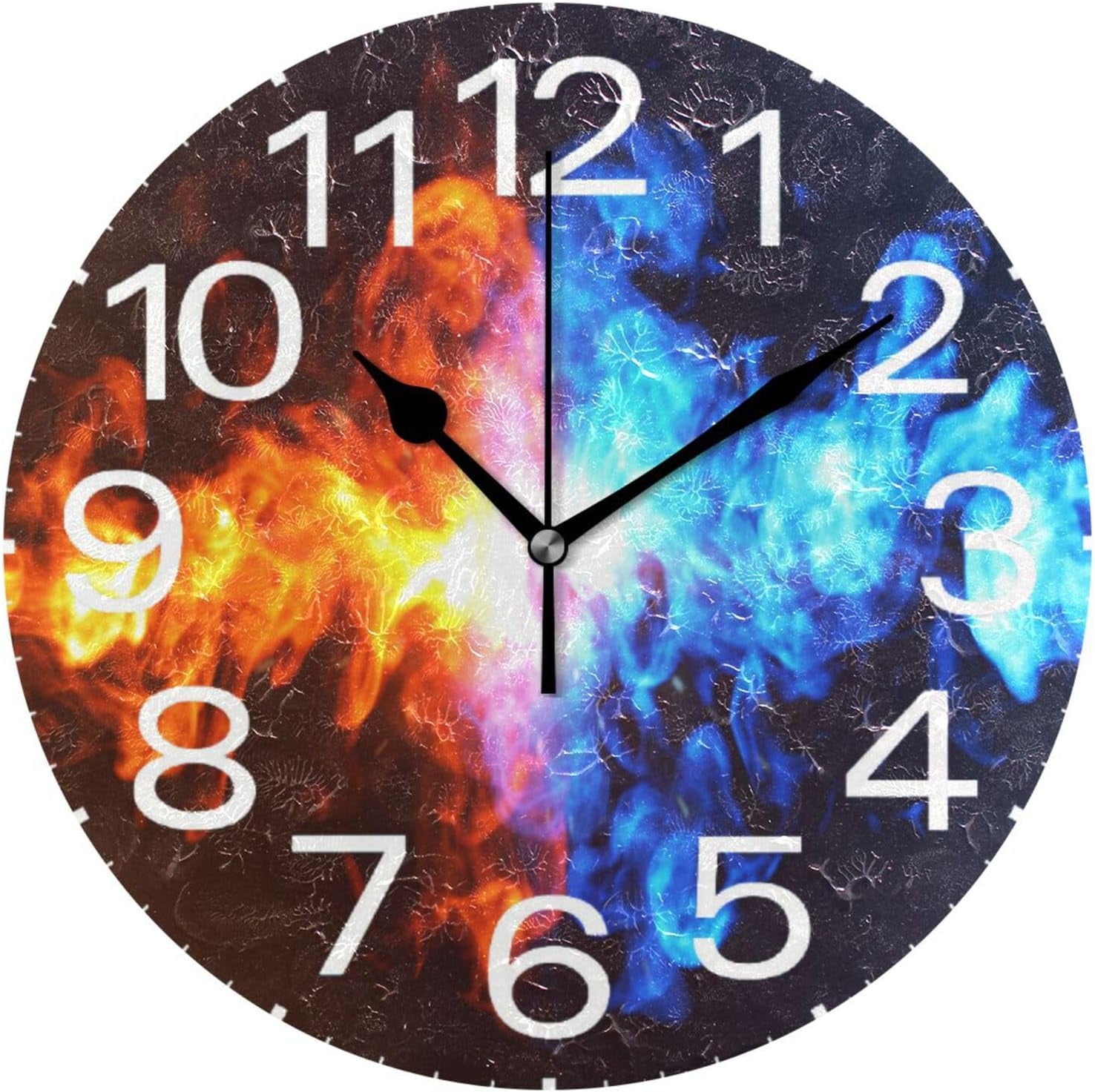 GZHJMY Fire and Water Wall Clock,Silent Non Ticking 10 Inch Battery ...