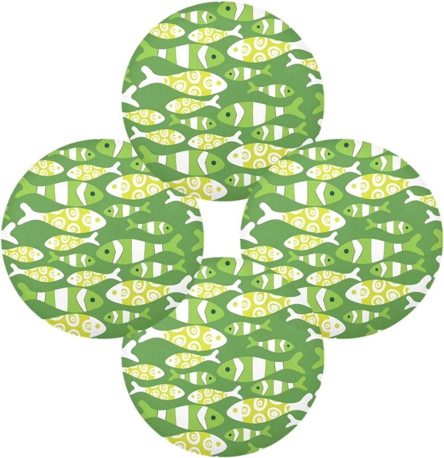 GZHJMY Fish Round Placemats Set of 4,Non-Slip Heat Resistant Washable ...