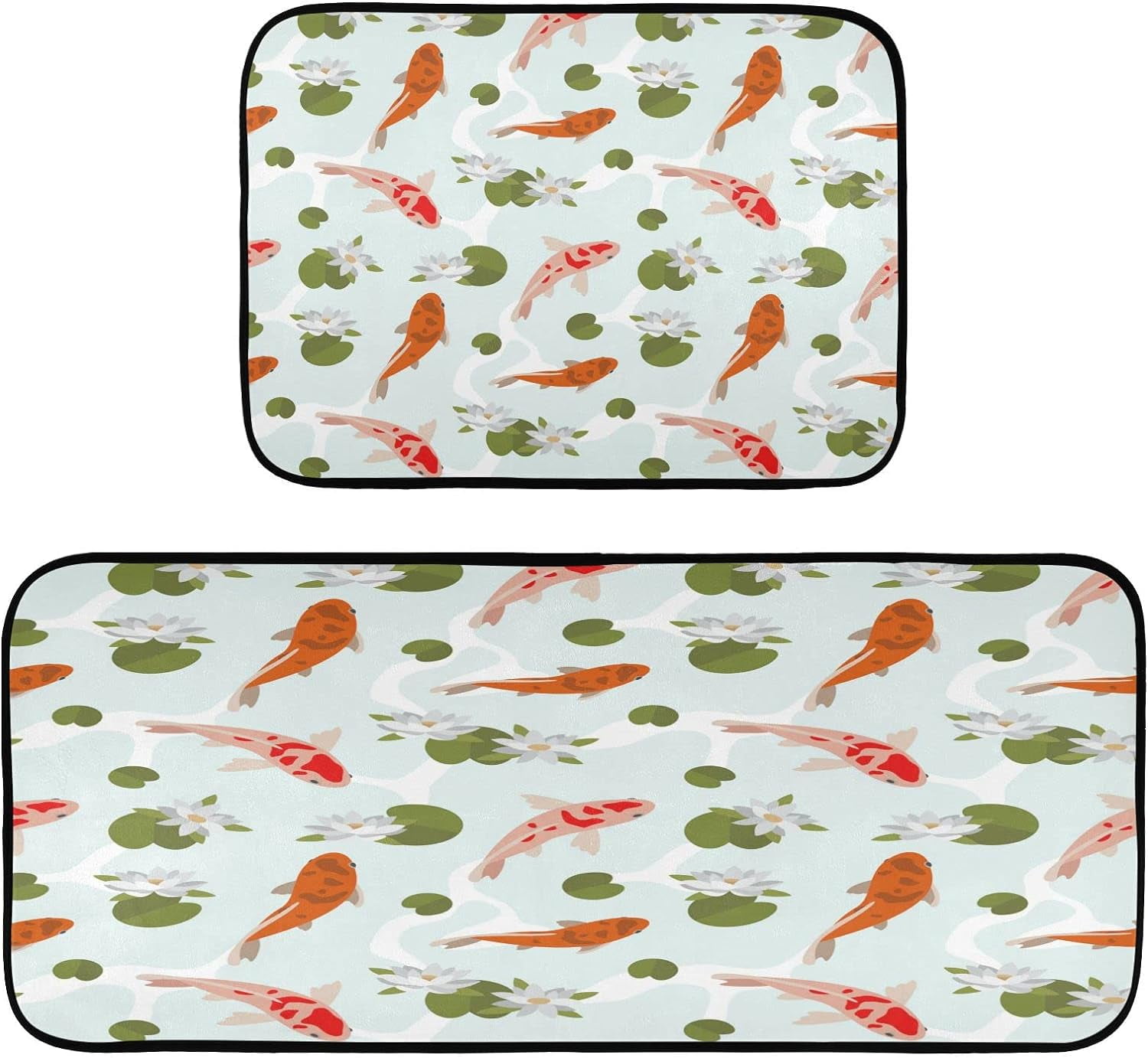 GZHJMY Fish Summer Lotus Flower Anti Fatigue Mats for Kitchen Floor,Set ...