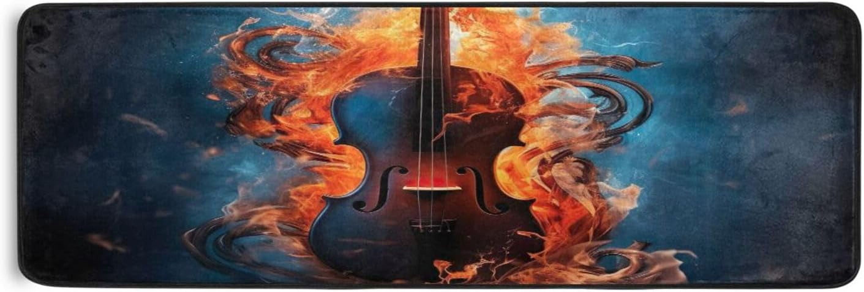 GZHJMY Flaming Violin Area Rug - 2' x 6' Washable Runner Rugs with ...
