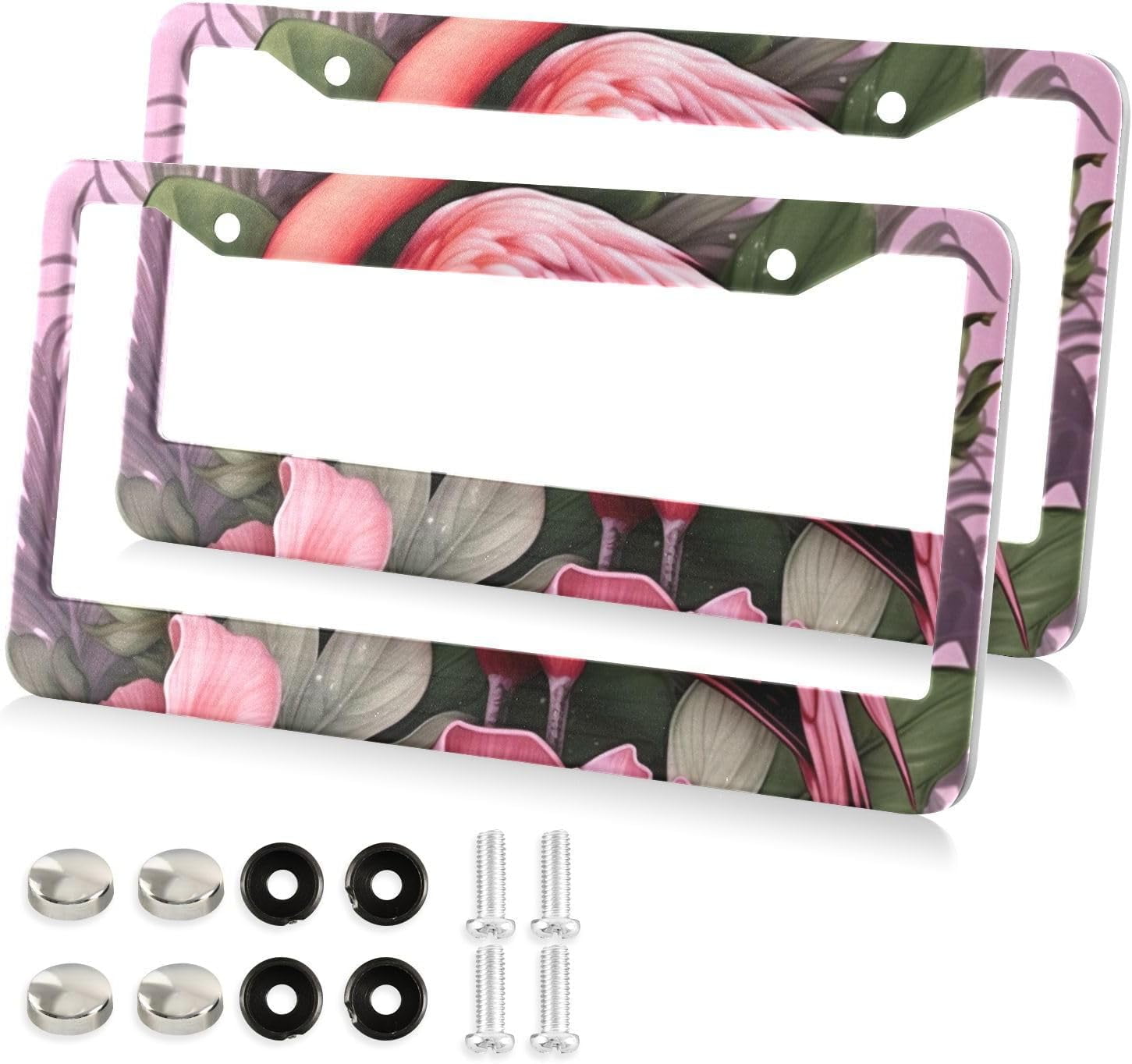 GZHJMY Flamingo Pink License Plate Frames 2 Pack Aluminum License Plate ...