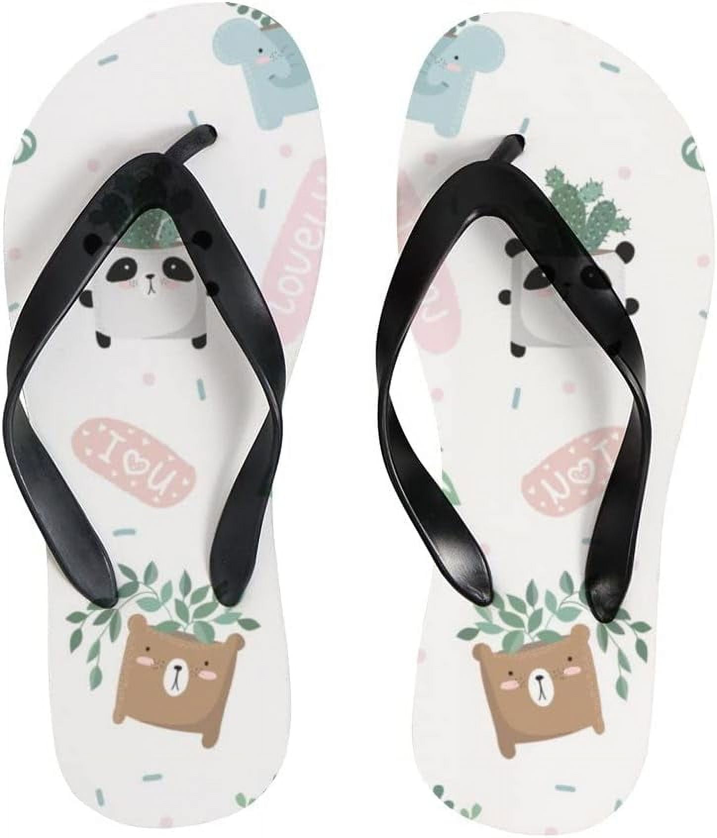 GZHJMY Flip Flops Cute Animal Fox Bear Elephant Thong Slip On Slippers ...