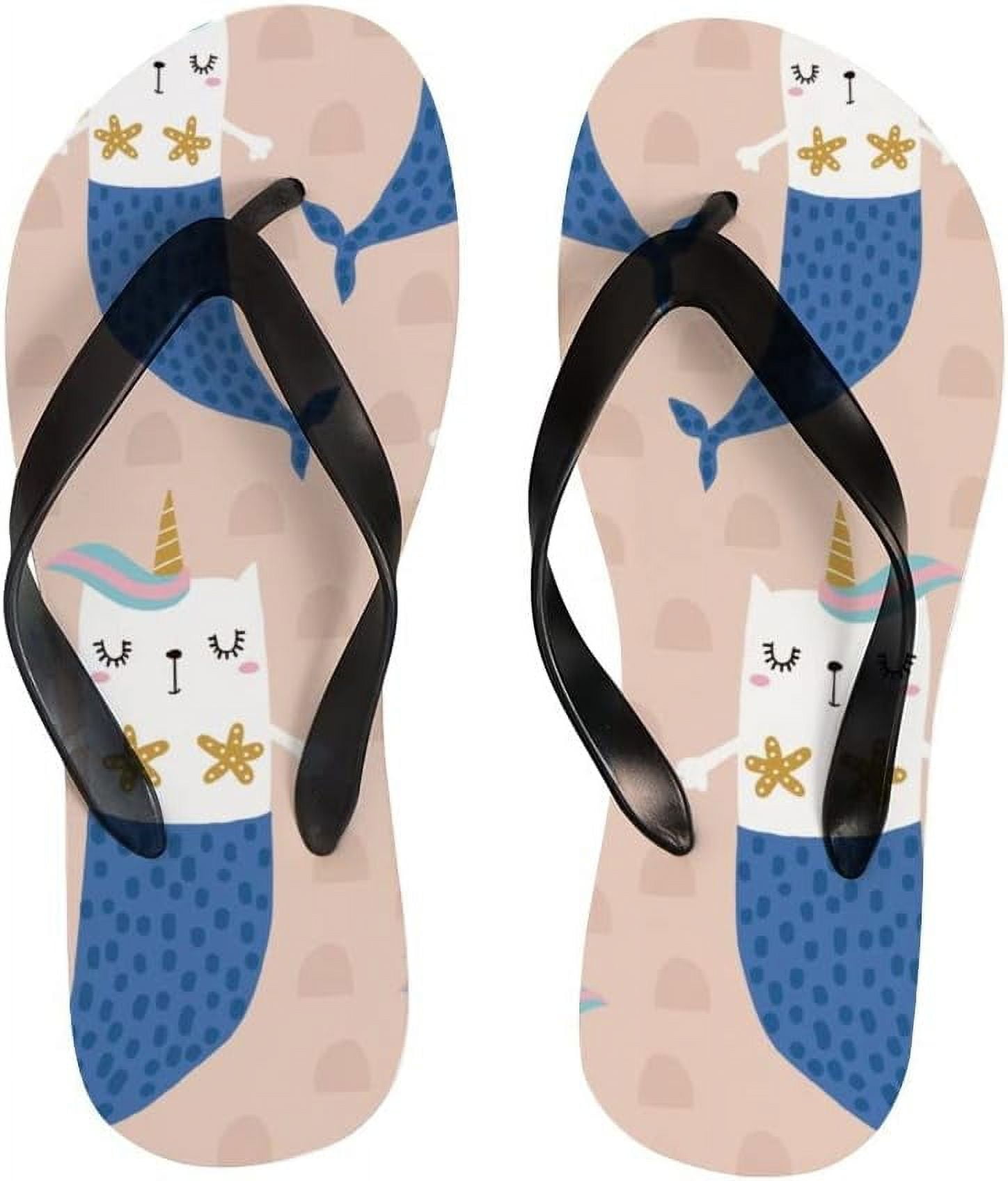 GZHJMY Flip Flops Cute Cat Mermaid Ocean Sea Animal Cartoon Slippers ...