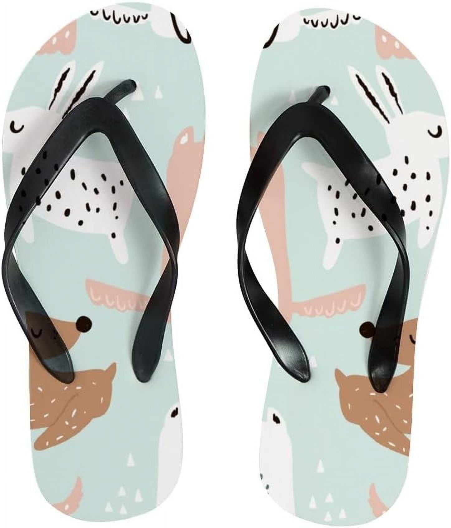 GZHJMY Flip Flops Cute Dog Animal Puppy Cartoon Thong Slip On Slippers ...