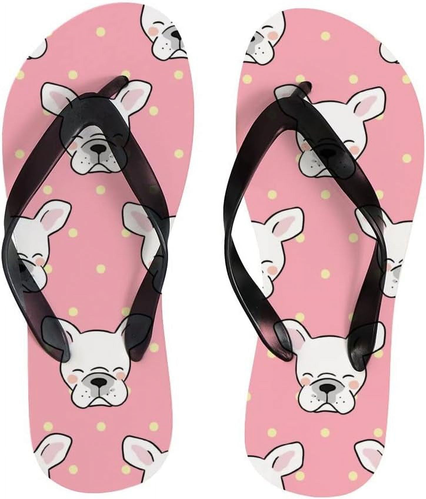 GZHJMY Flip Flops Cute Dog Polka Dots Slippers Sandals for Women Men ...