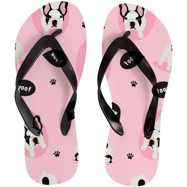 GZHJMY Flip Flops Cute Dog Puppy Animal Pink Slippers Sandals for Women ...