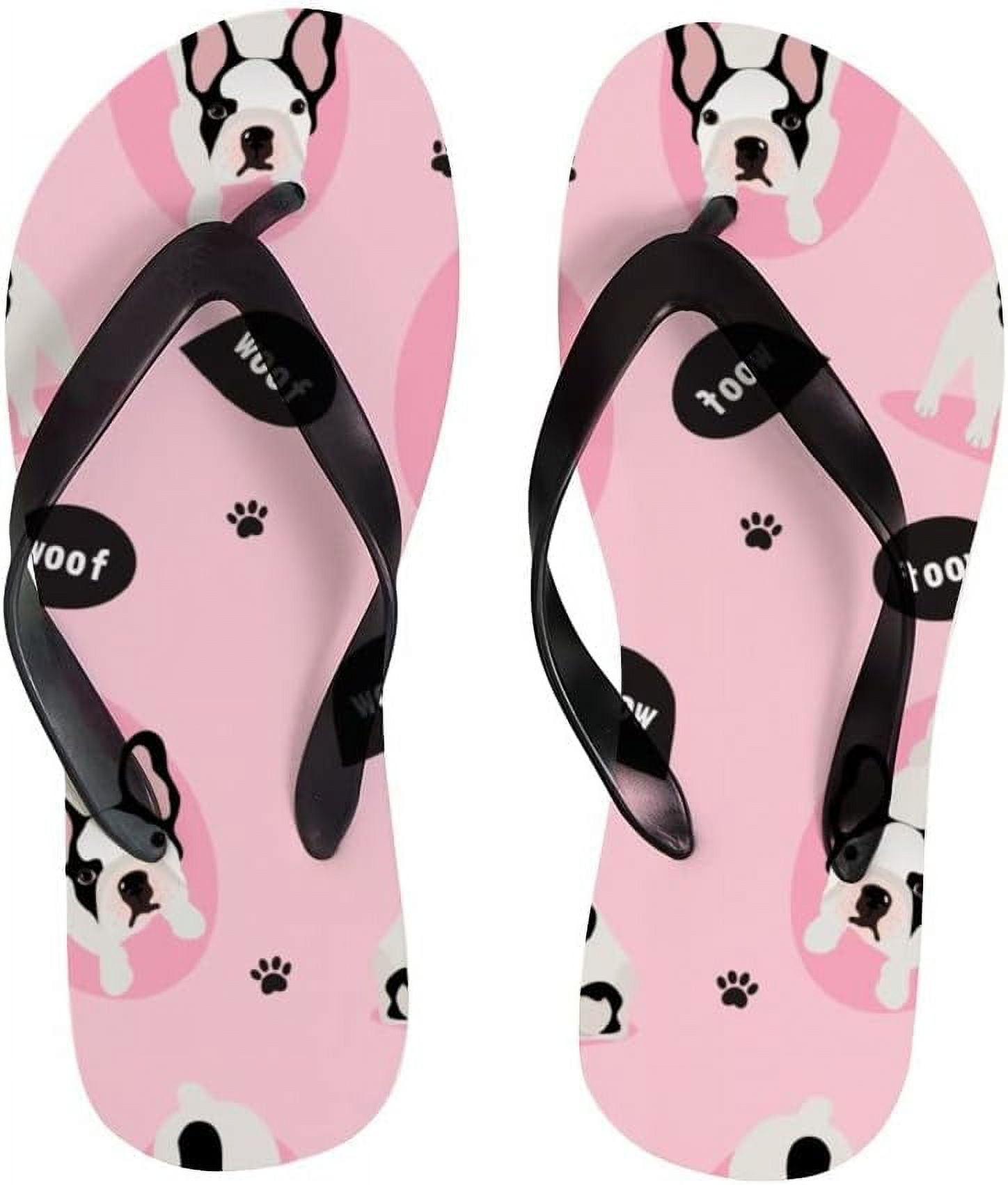 GZHJMY Flip Flops Cute Dog Puppy Animal Pink Slippers Sandals for Women ...