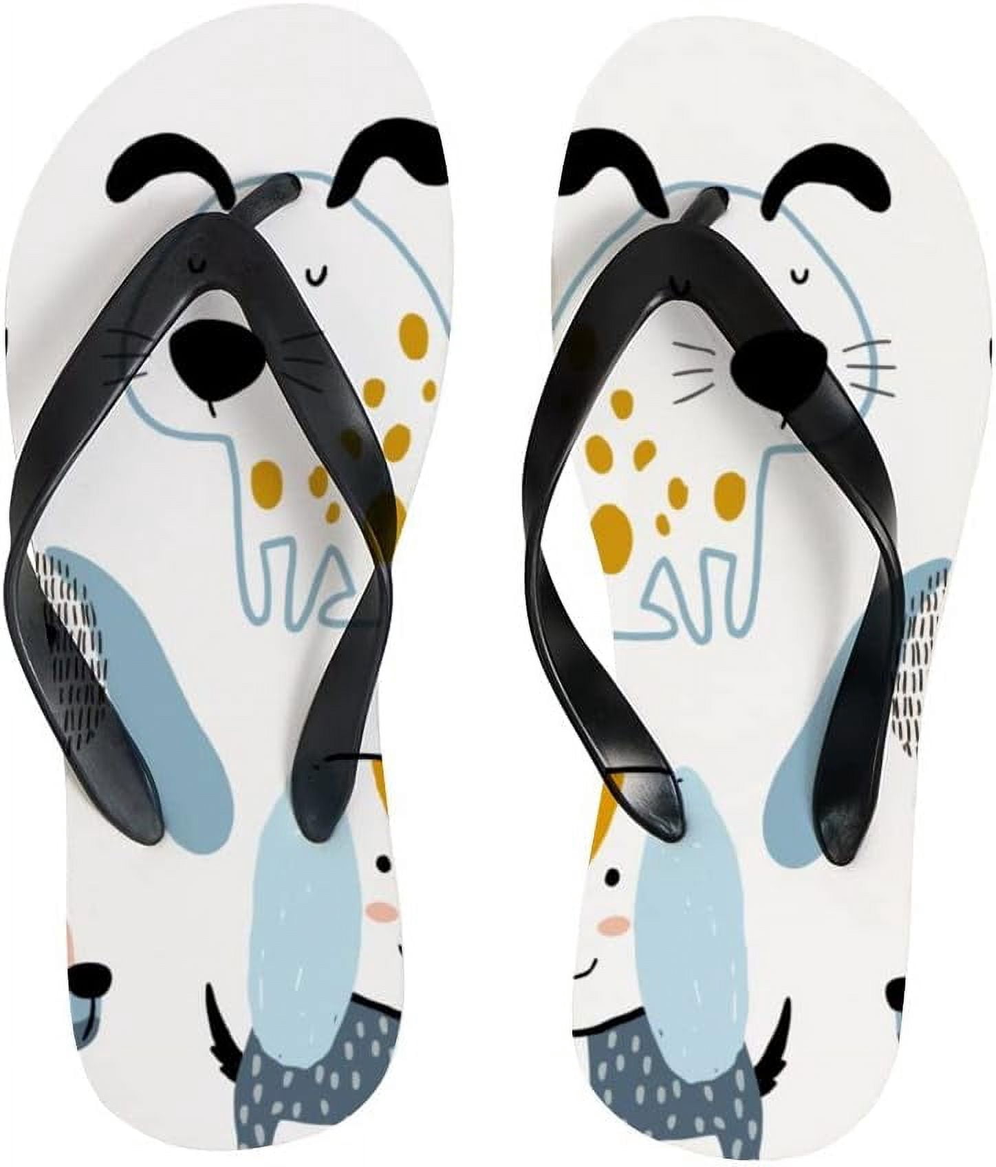 GZHJMY Flip Flops Cute Dog Puppy Animal Slippers Sandals for Women Men ...