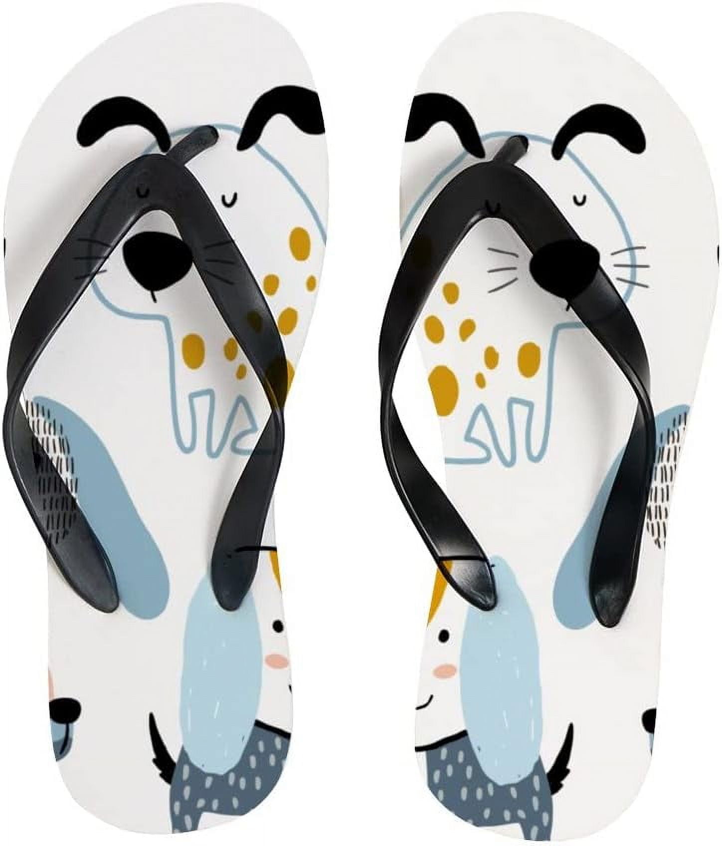 GZHJMY Flip Flops Cute Dog Puppy Animal Slippers Sandals for Women Men ...