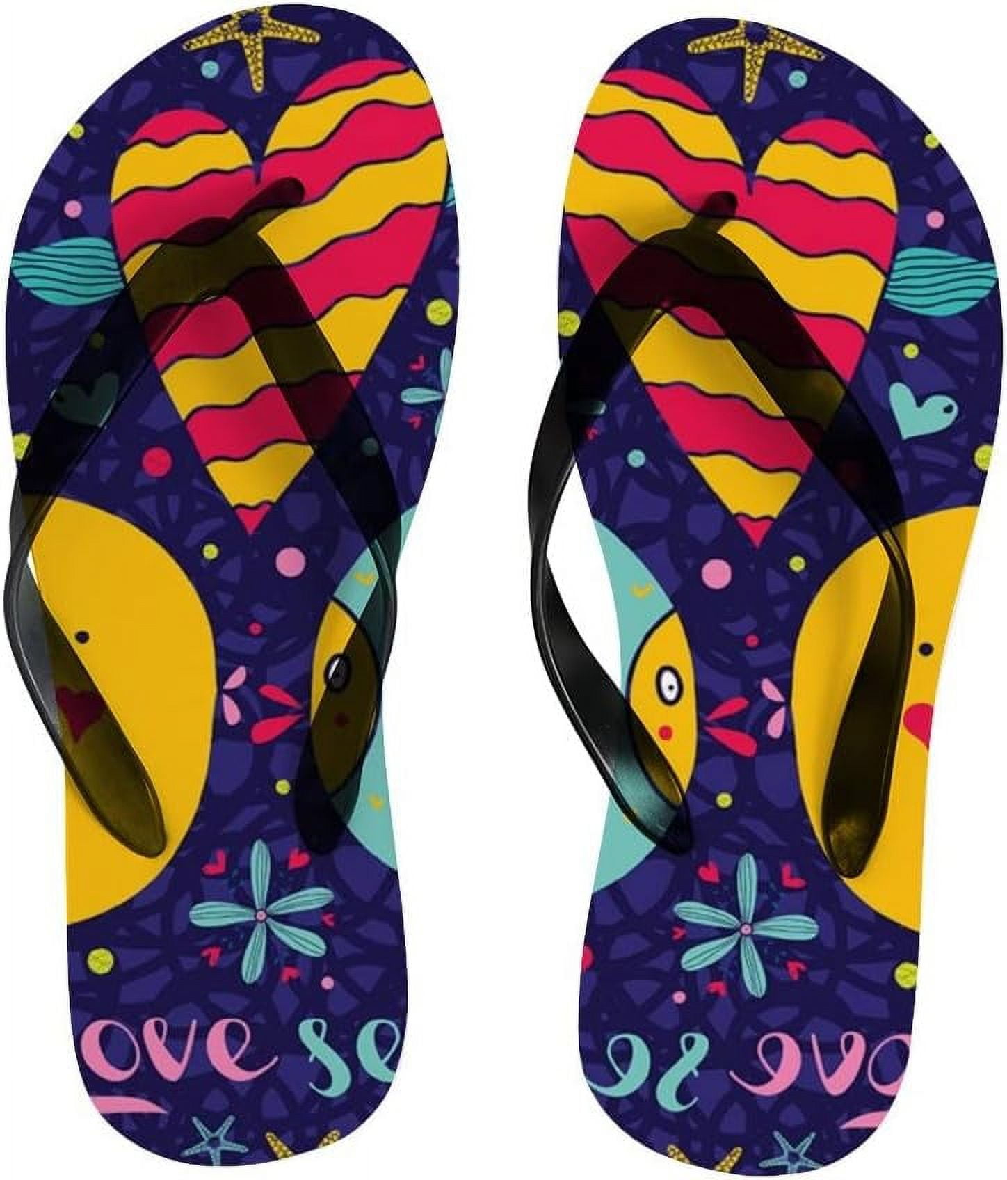 GZHJMY Flip Flops Cute Fish Love Sea Ocean World Thong Slip On Slippers ...