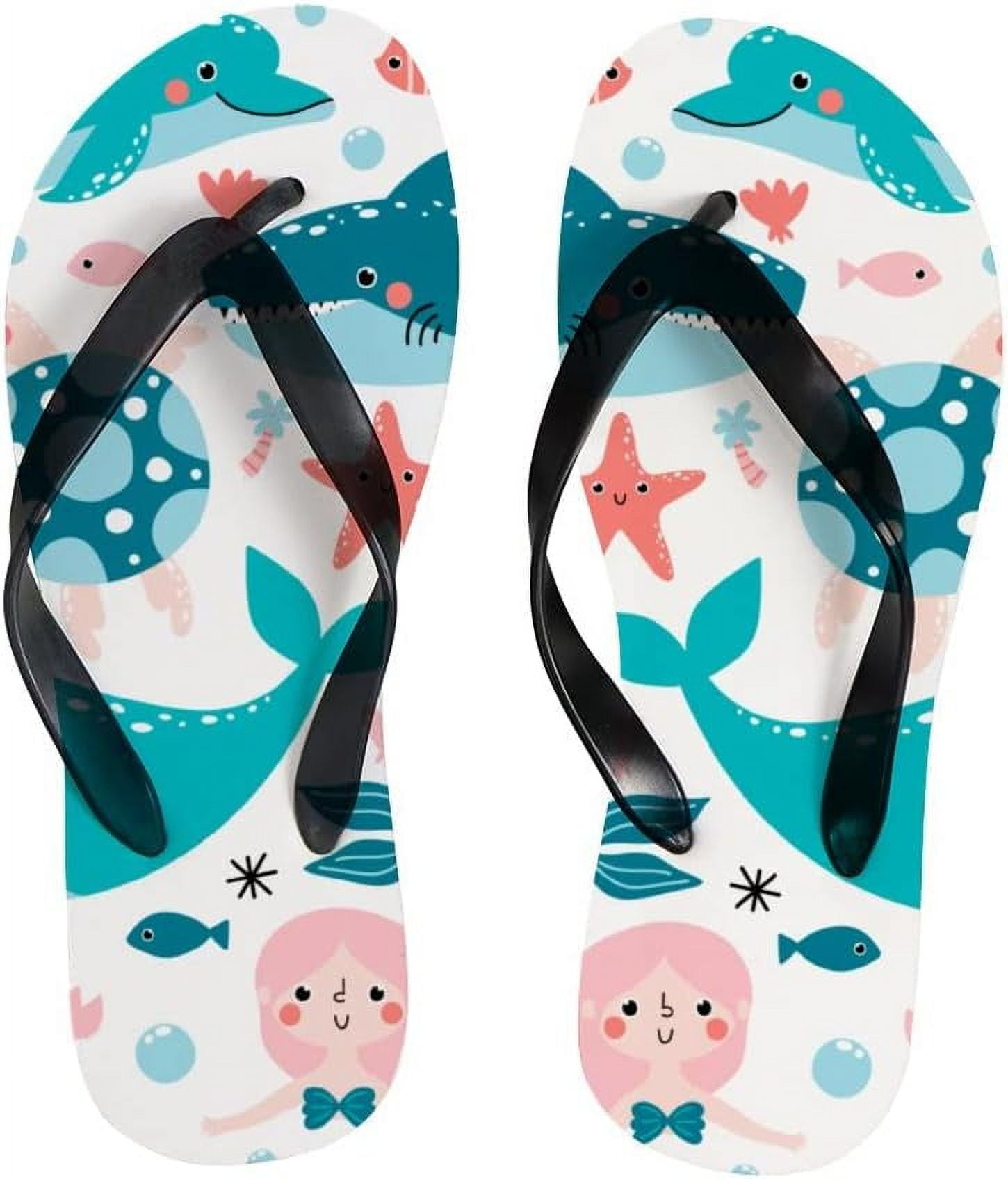 GZHJMY Flip Flops Cute Mermaid Ocean Sea Whale Shark Thong Slip On ...