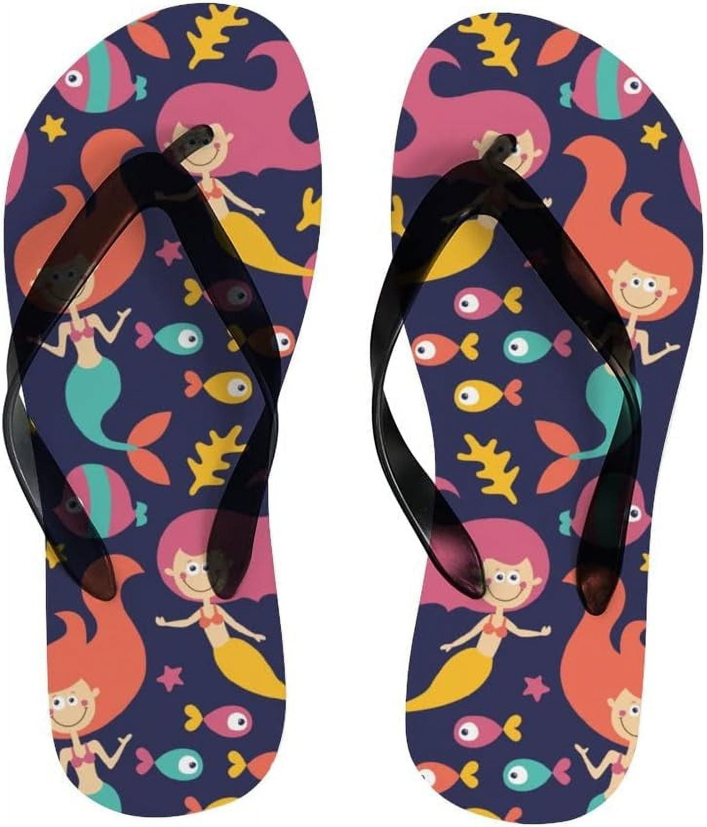 GZHJMY Flip Flops Cute Mermaid Ocean Sea World Fish Stars Slippers ...