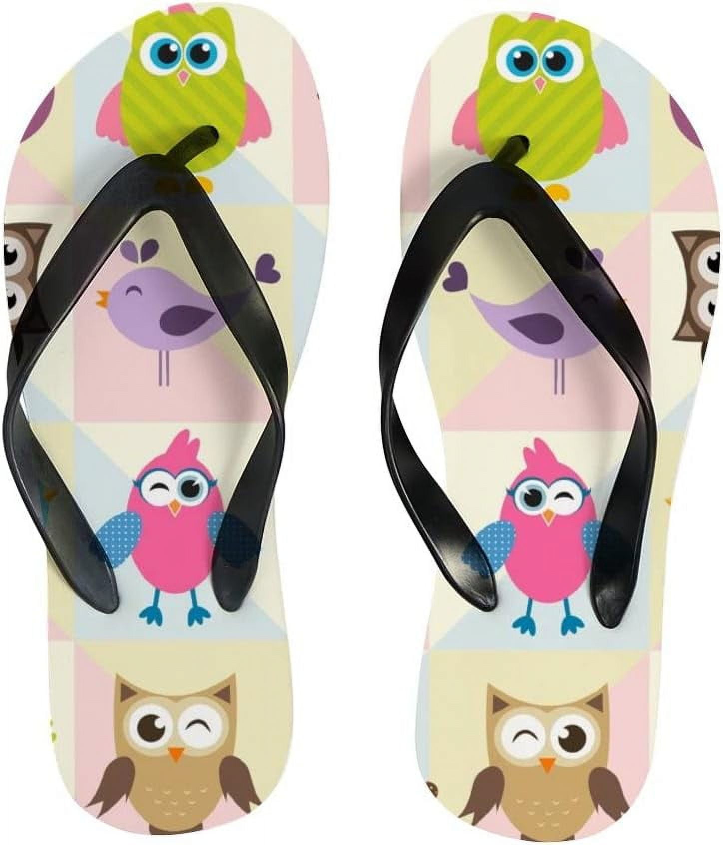 GZHJMY Flip Flops Cute Owls Birds Plaid Tartan Slippers Sandals for ...