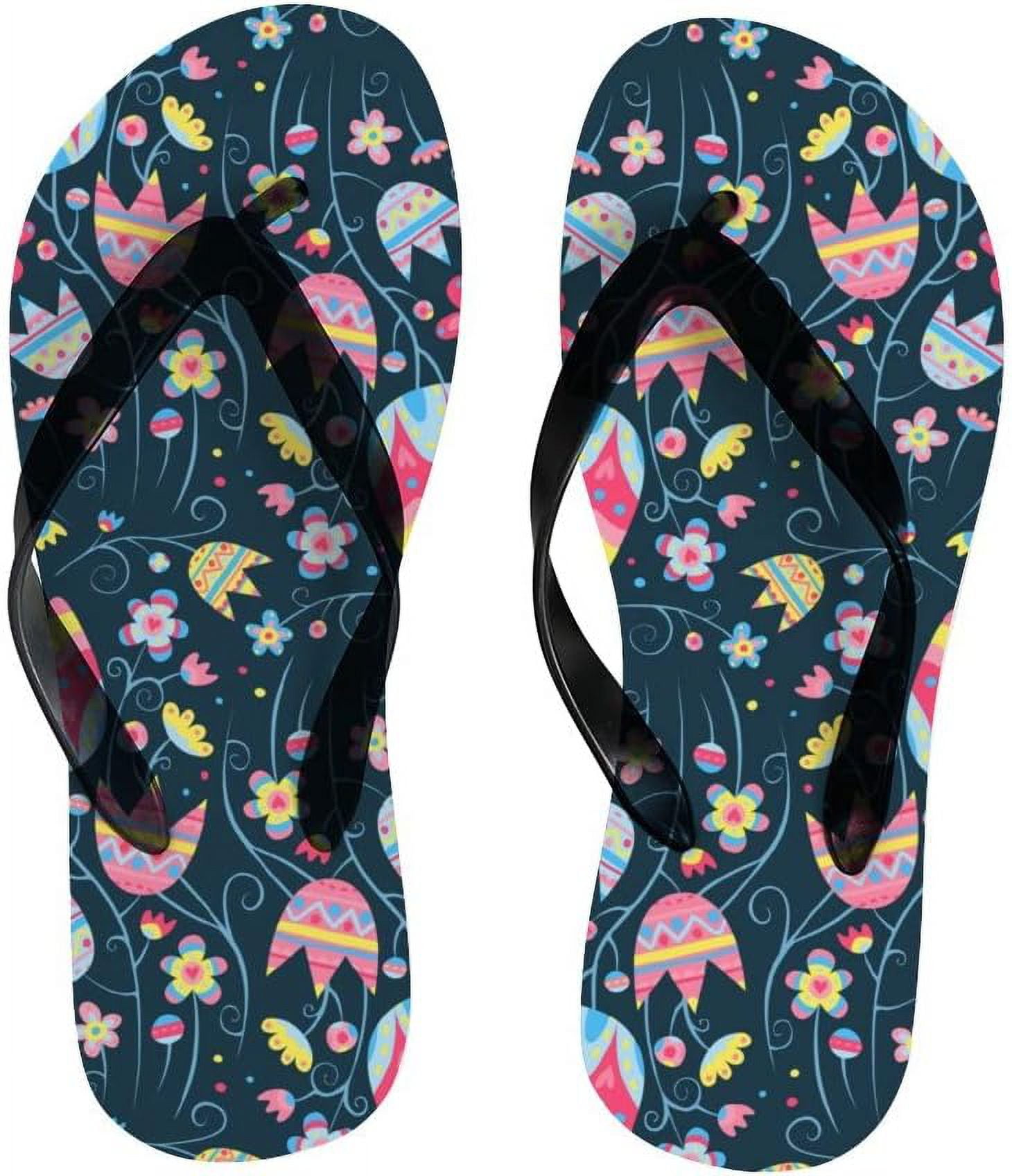 GZHJMY Flip Flops Cute Vintage Ocean Sea Jellyfish Floral Flowers Thong ...