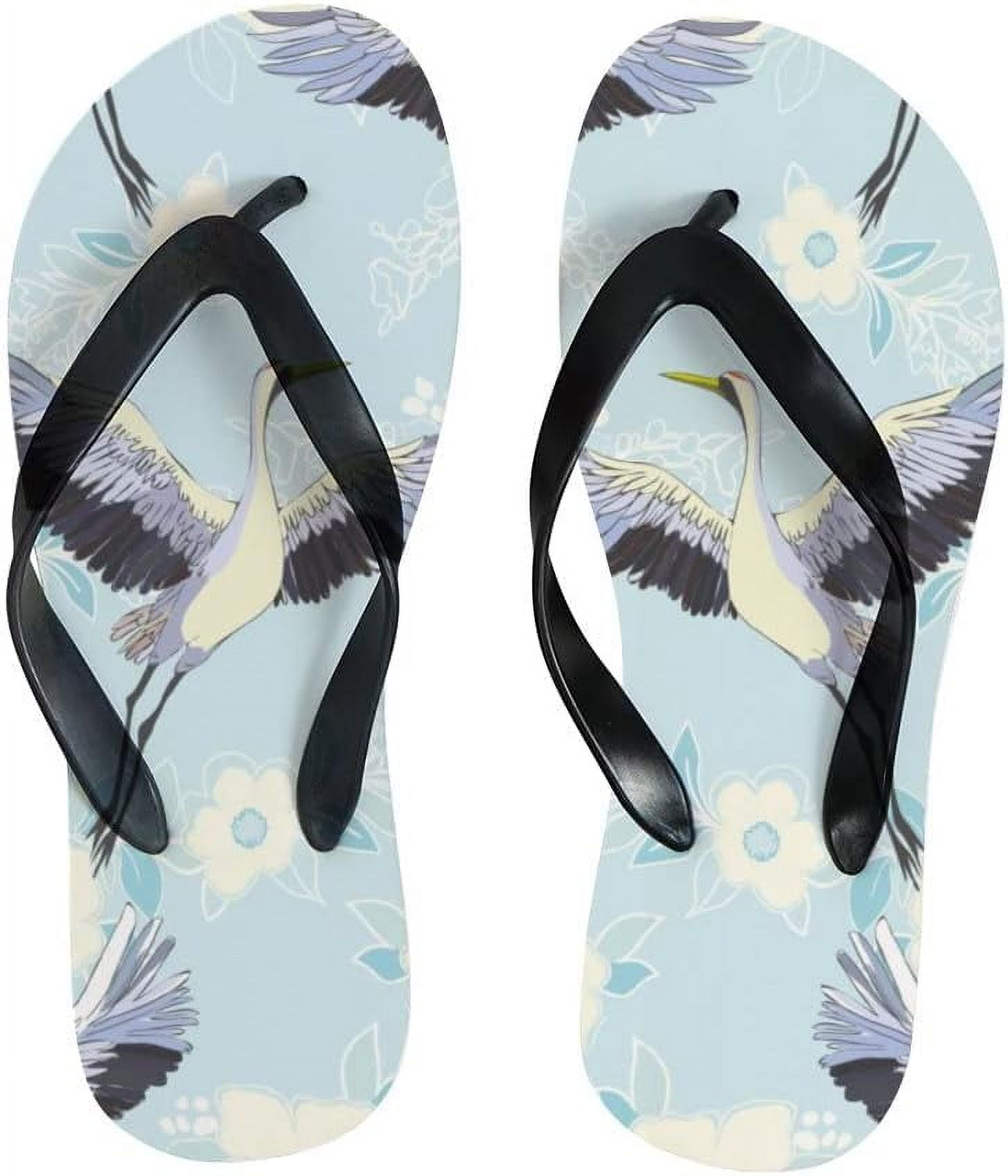GZHJMY Flip Flops Elegant Birds Crane Blue Thong Slip On Slippers Beach ...